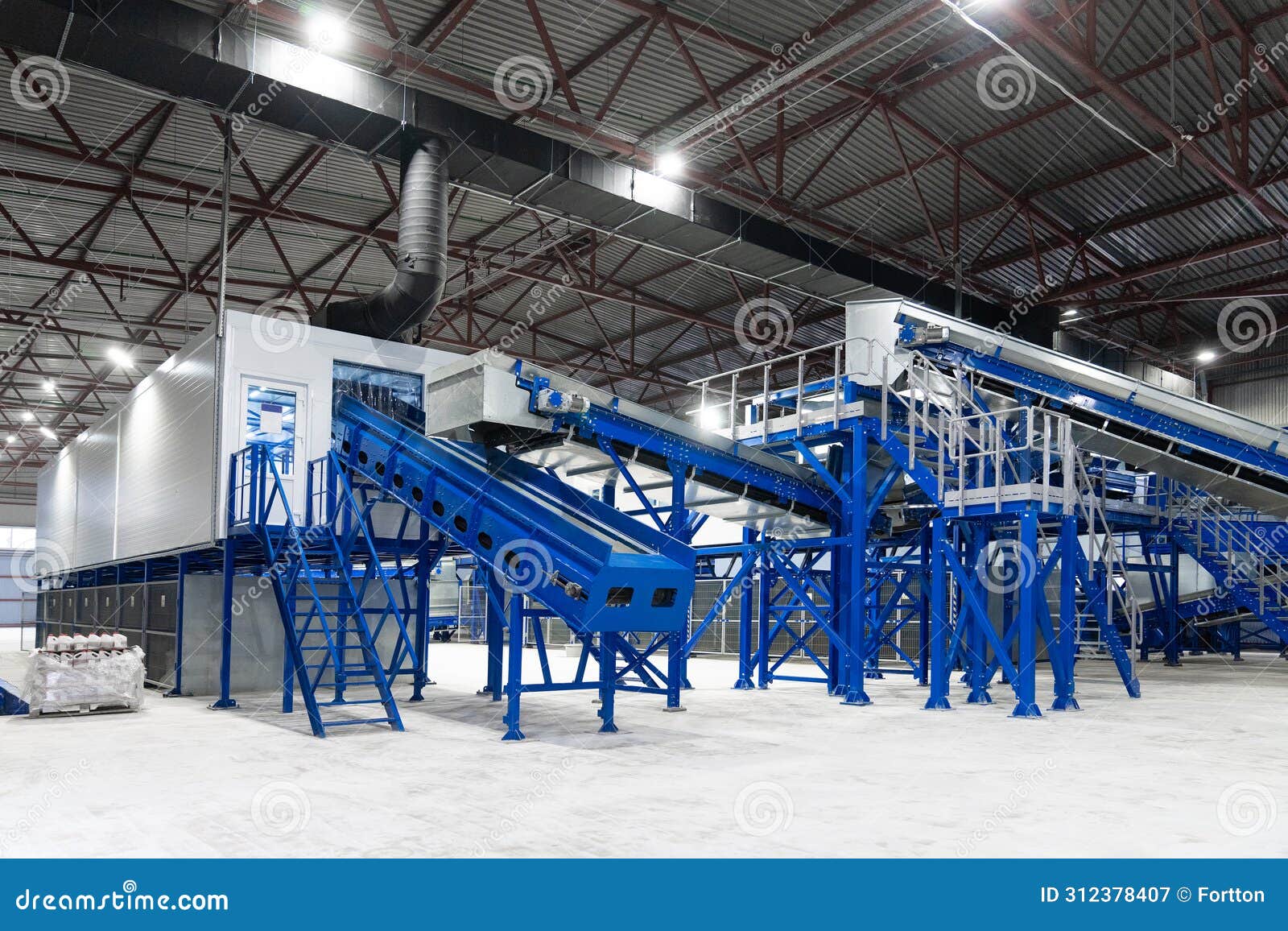 Large Waste Processing Plant. Garbage Sorting Line Stock Image - Image ...