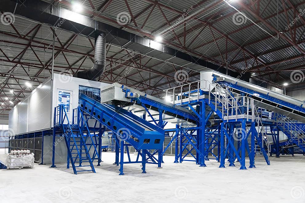 Large Waste Processing Plant. Garbage Sorting Line Stock Image - Image ...