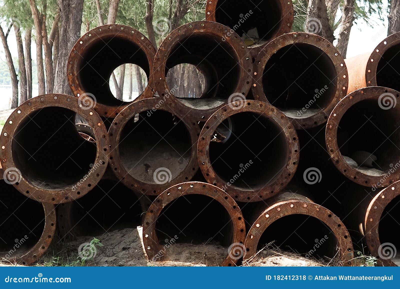 Large water pipes stock photo. Image of circle, brown - 182412318