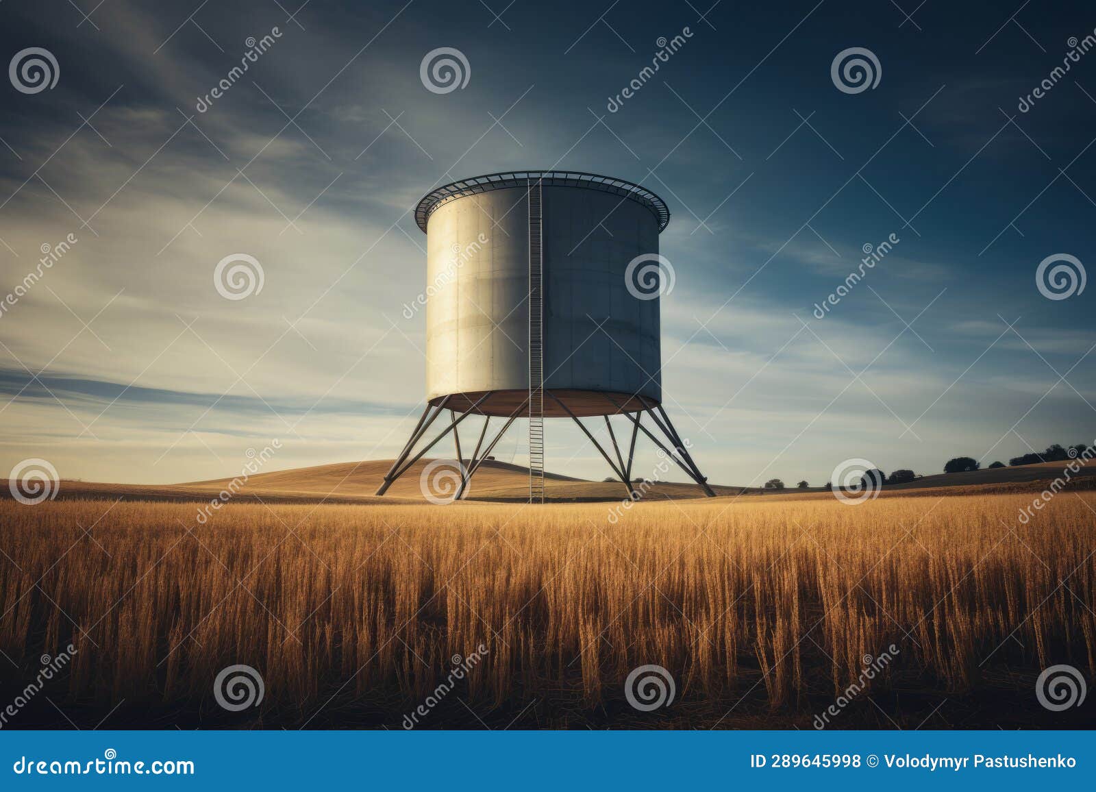 Large Water Tower in Field of Wheat Under Blue Sky. Generative AI Stock ...