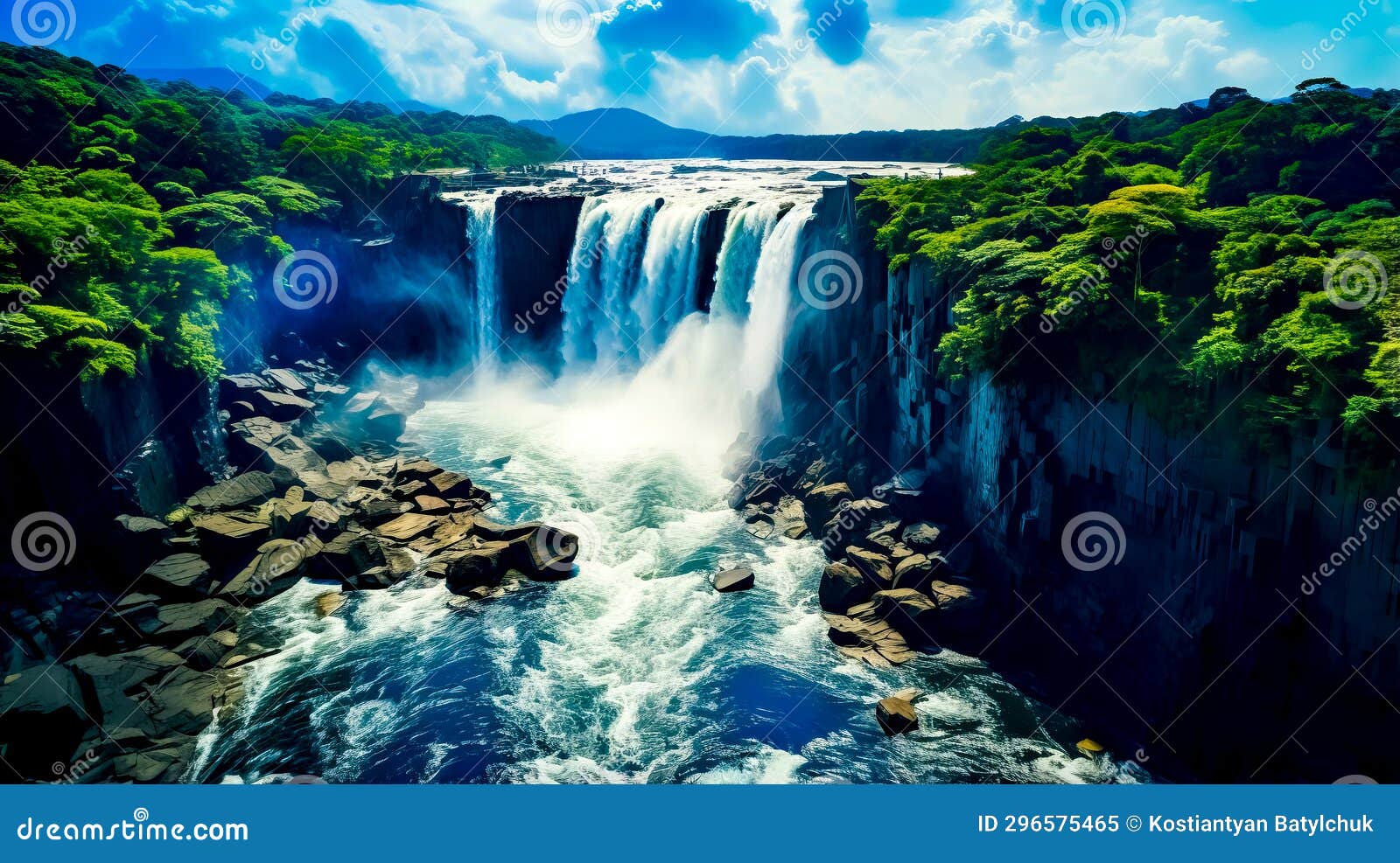 Large Waterfall with Lots of Water Coming Out of it S Sides. Generative ...