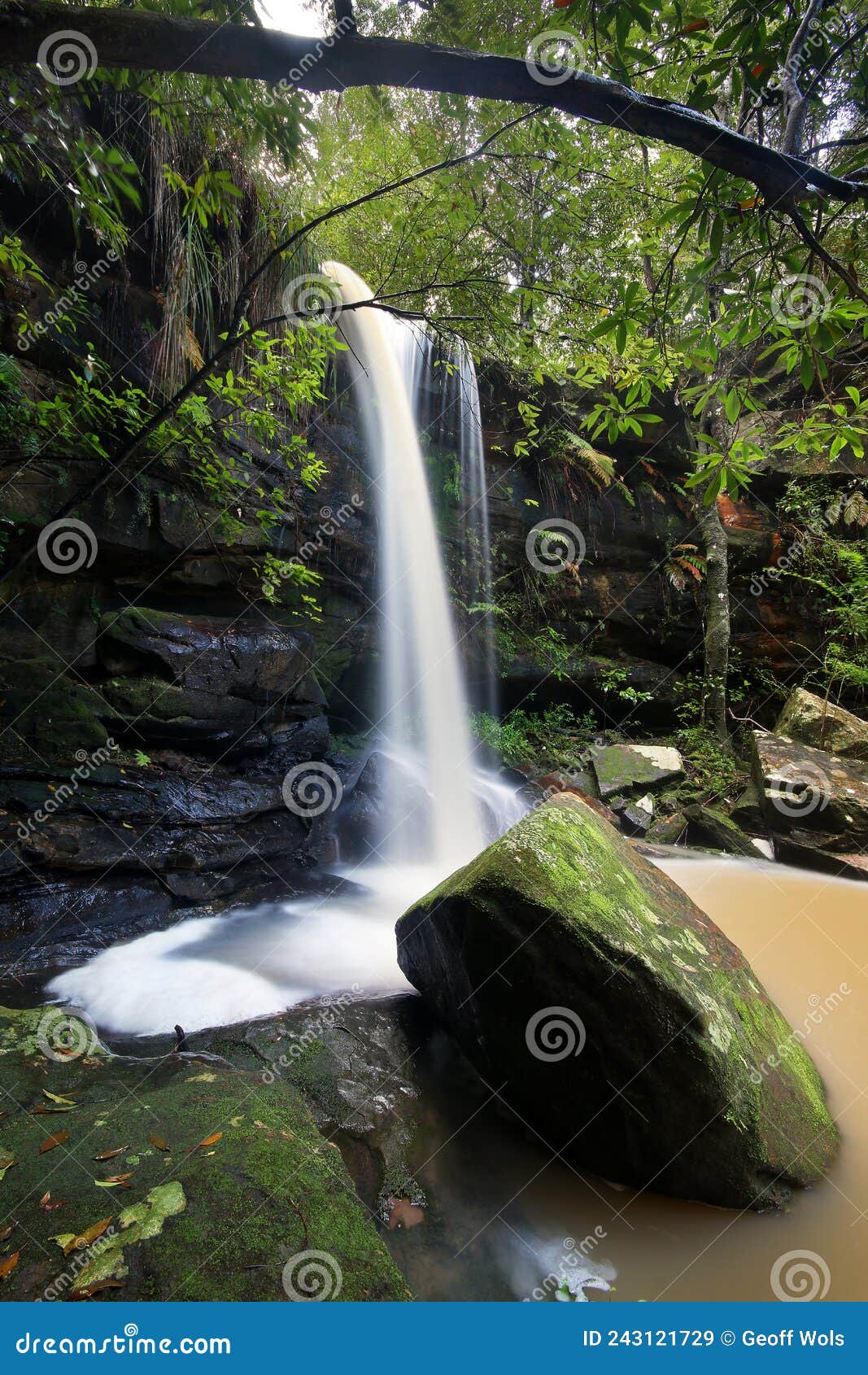 Large Waterfall and Rock in the Bush after Rainfall in Australia Stock ...