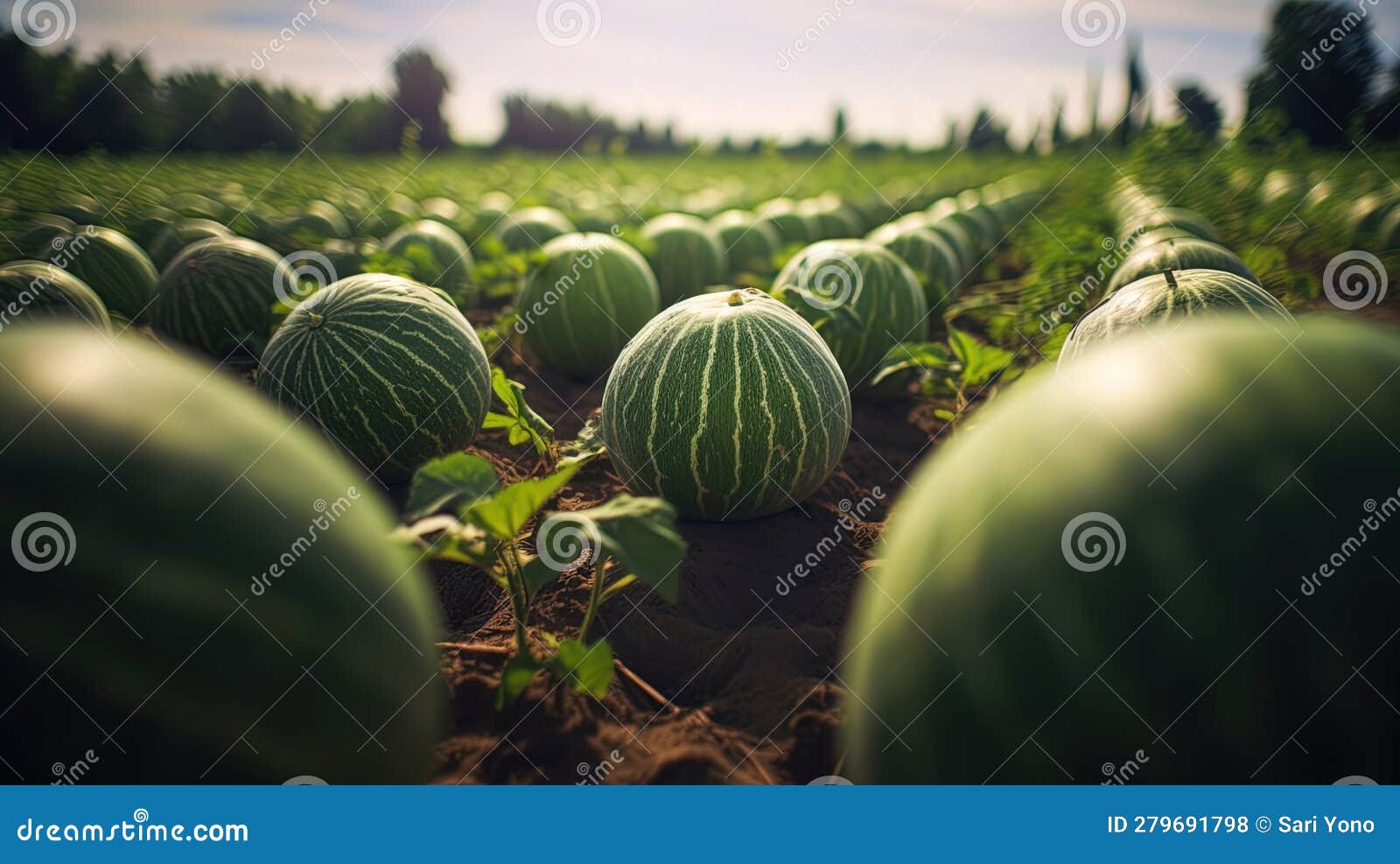 A large watermelon field stock illustration. Illustration of water ...