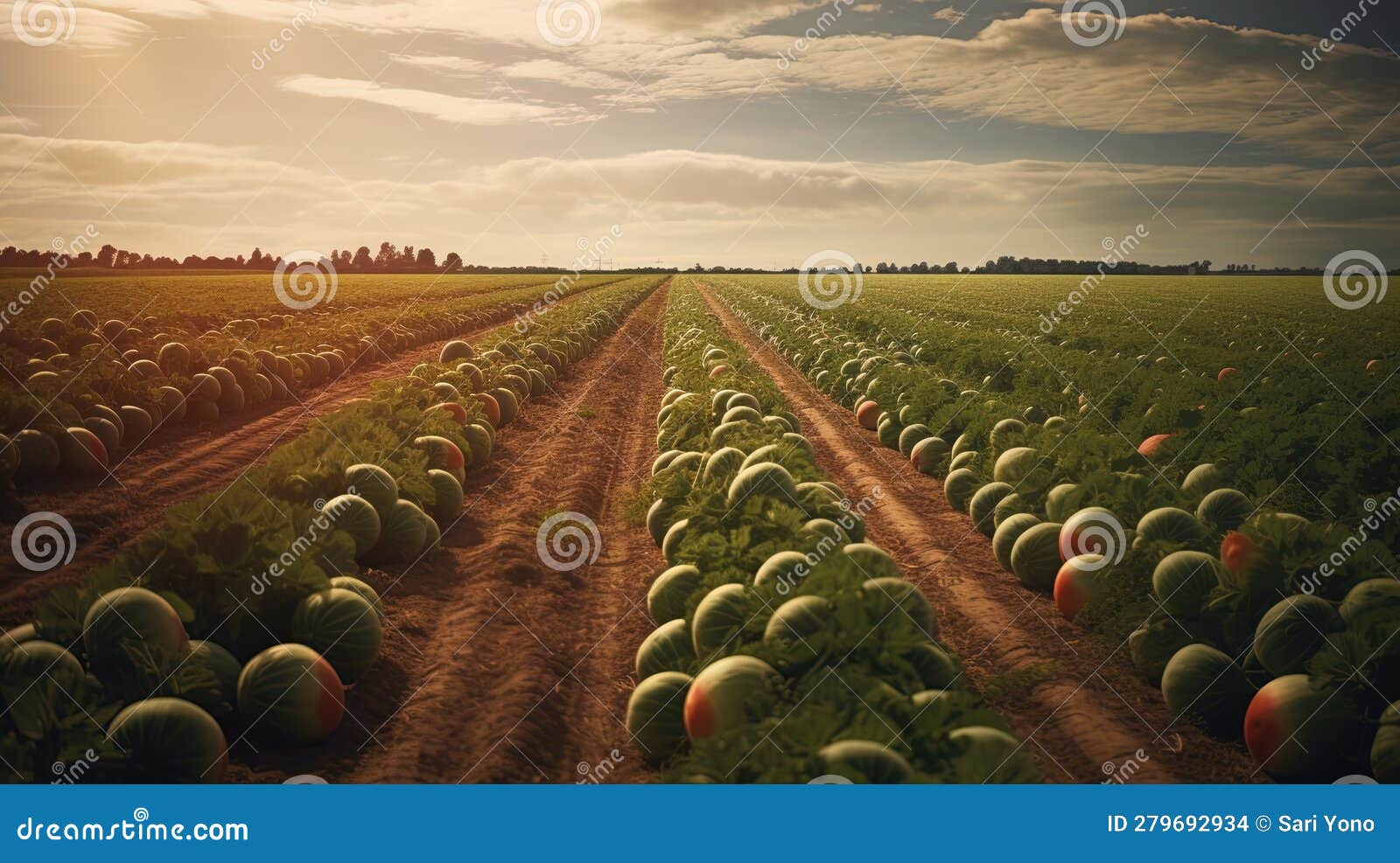 A large watermelon field stock illustration. Illustration of soil ...