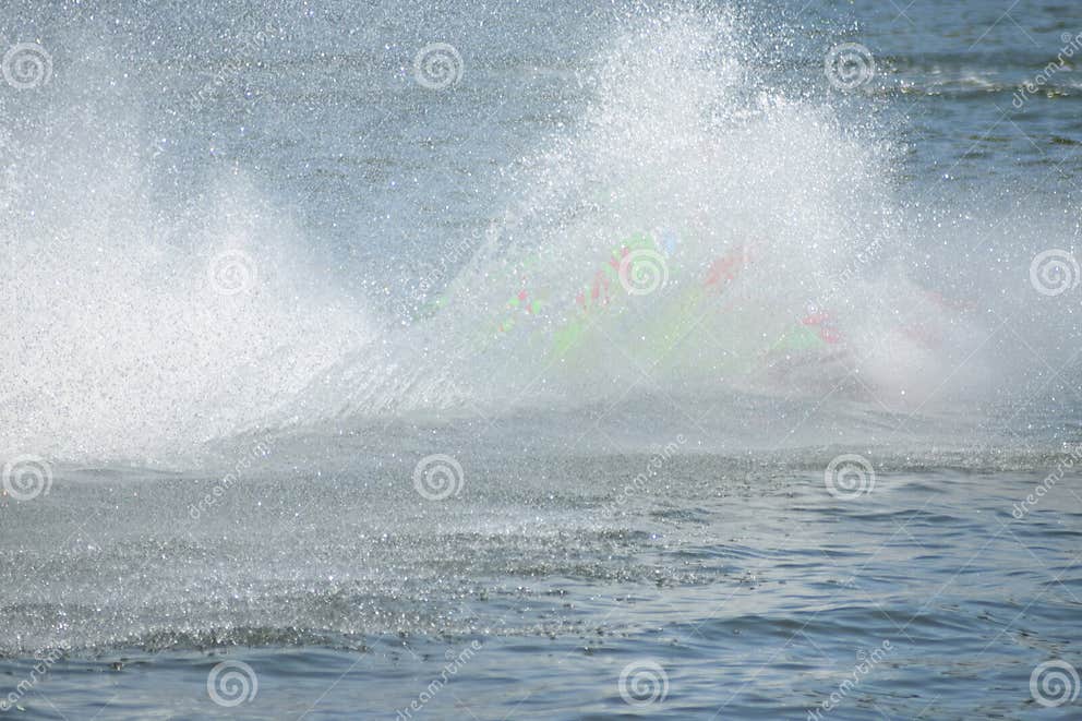 Big Splashing Wave with the Boat Not Even Visible within Stock Image ...
