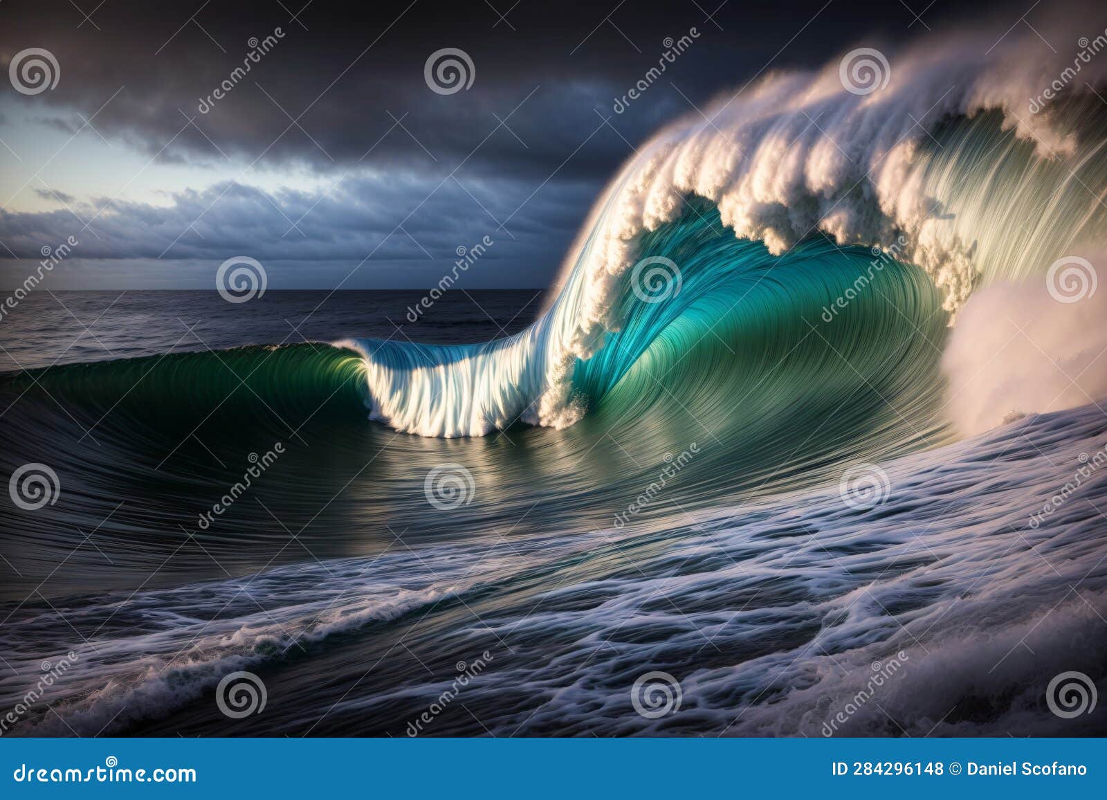 A Large Wave in the Middle of the Ocean. Generative AI Stock ...