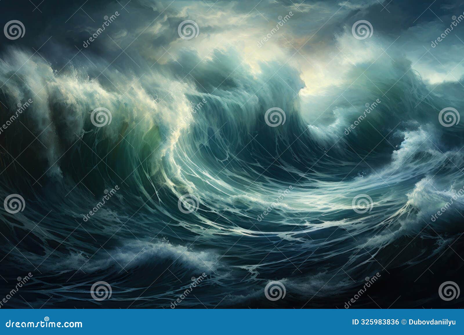 Large Waves Rising during a Storm in the Ocean, Formidable Natural ...
