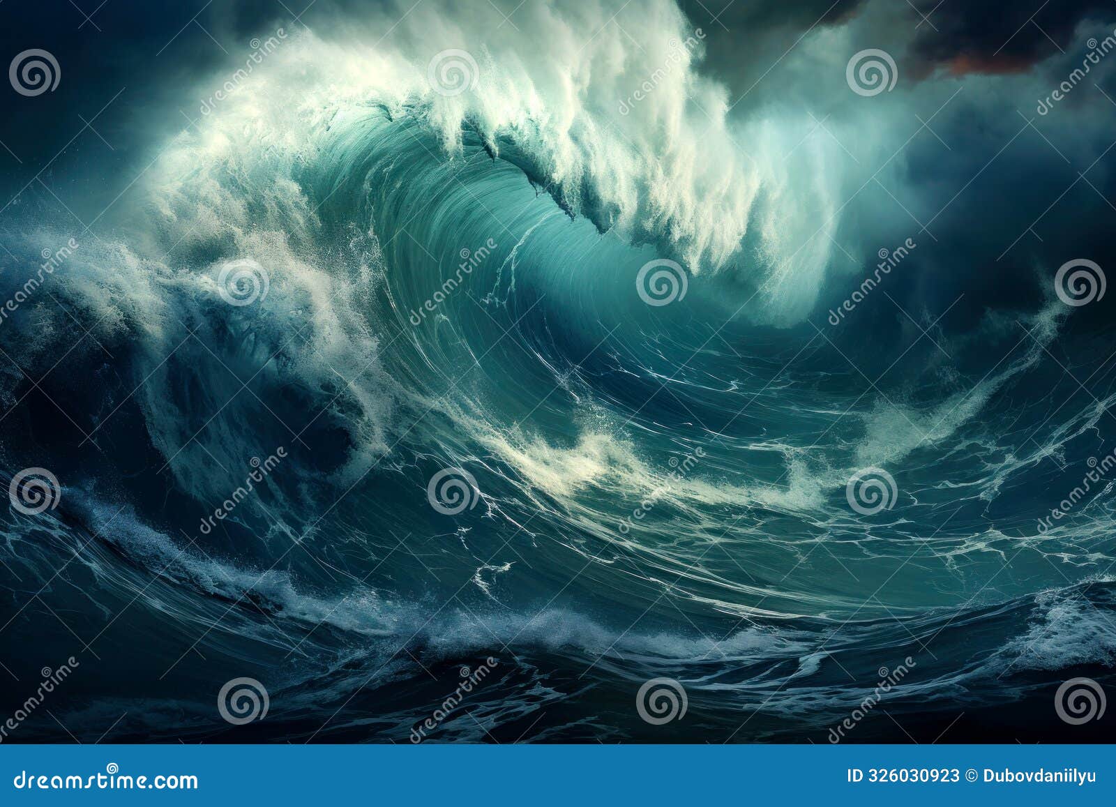 Large Waves Rising during a Storm in the Ocean, Formidable Natural ...
