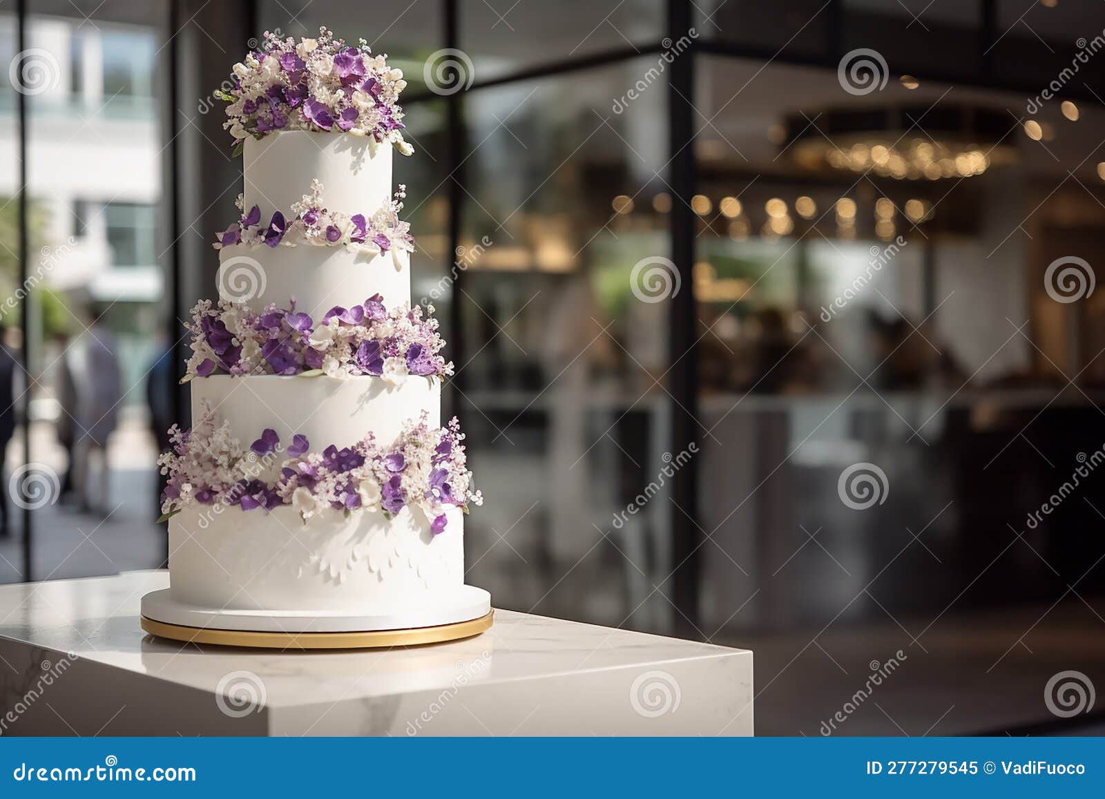 Large Wedding Cake on the Table in the Banquet Hall. Stock Illustration ...