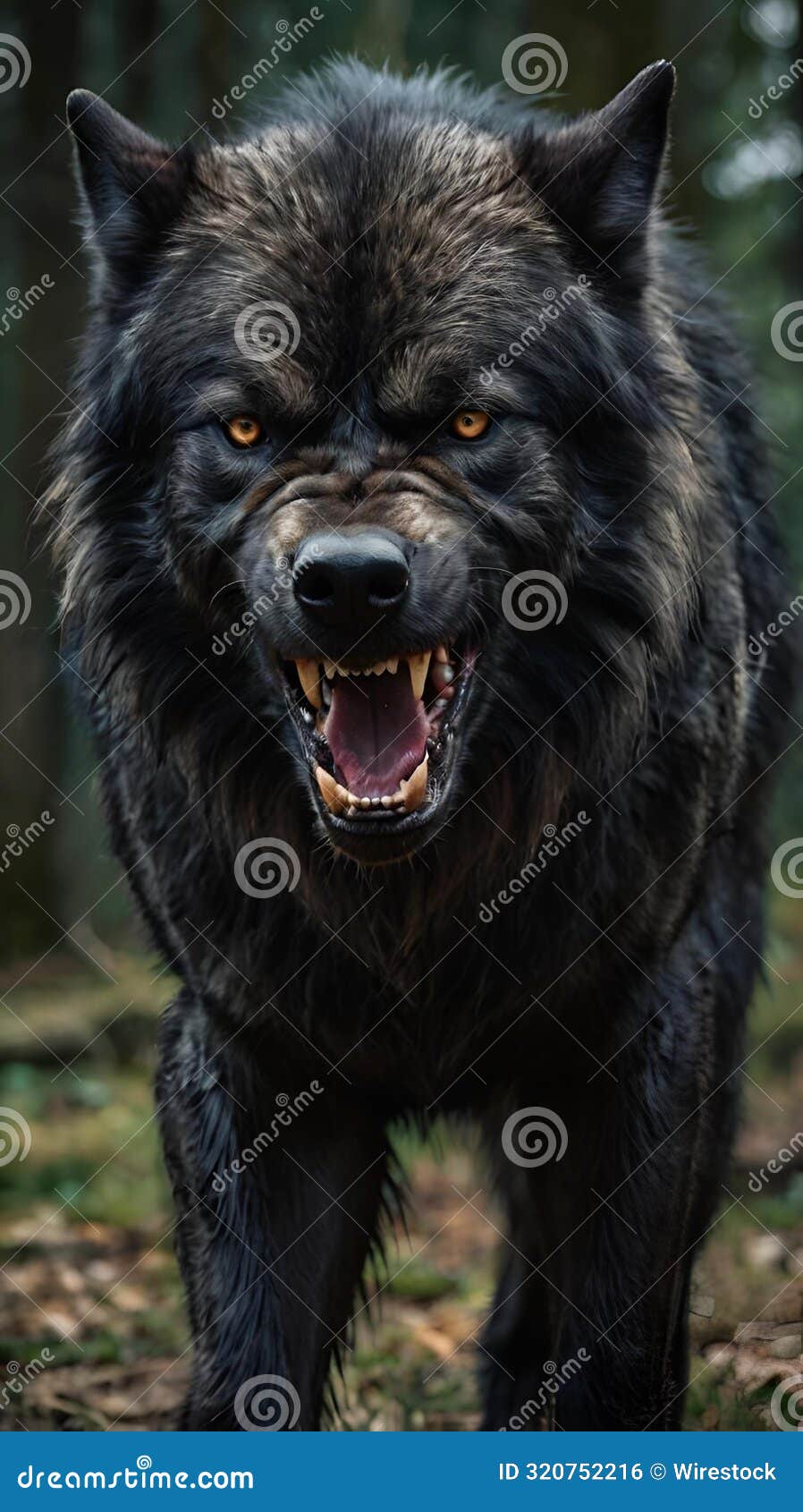 Big Werewolf on a Forest Floor Stock Illustration - Illustration of ...