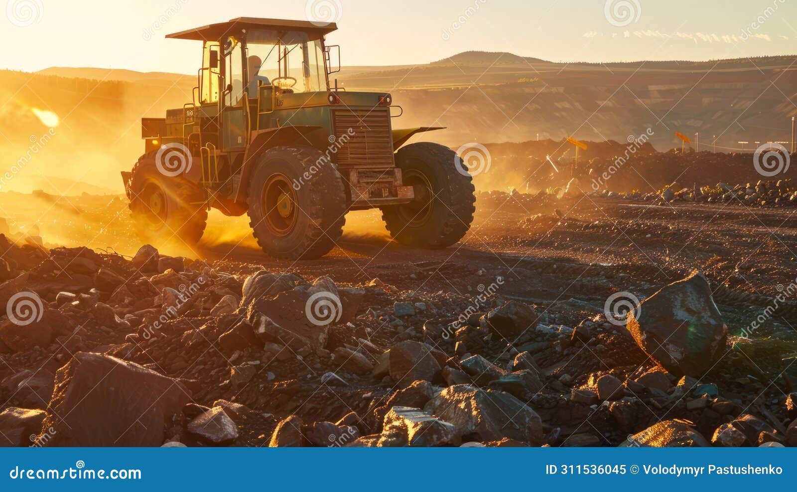 Large Wheel Loader is Driving in Open Pit Mine Stock Image - Image of ...