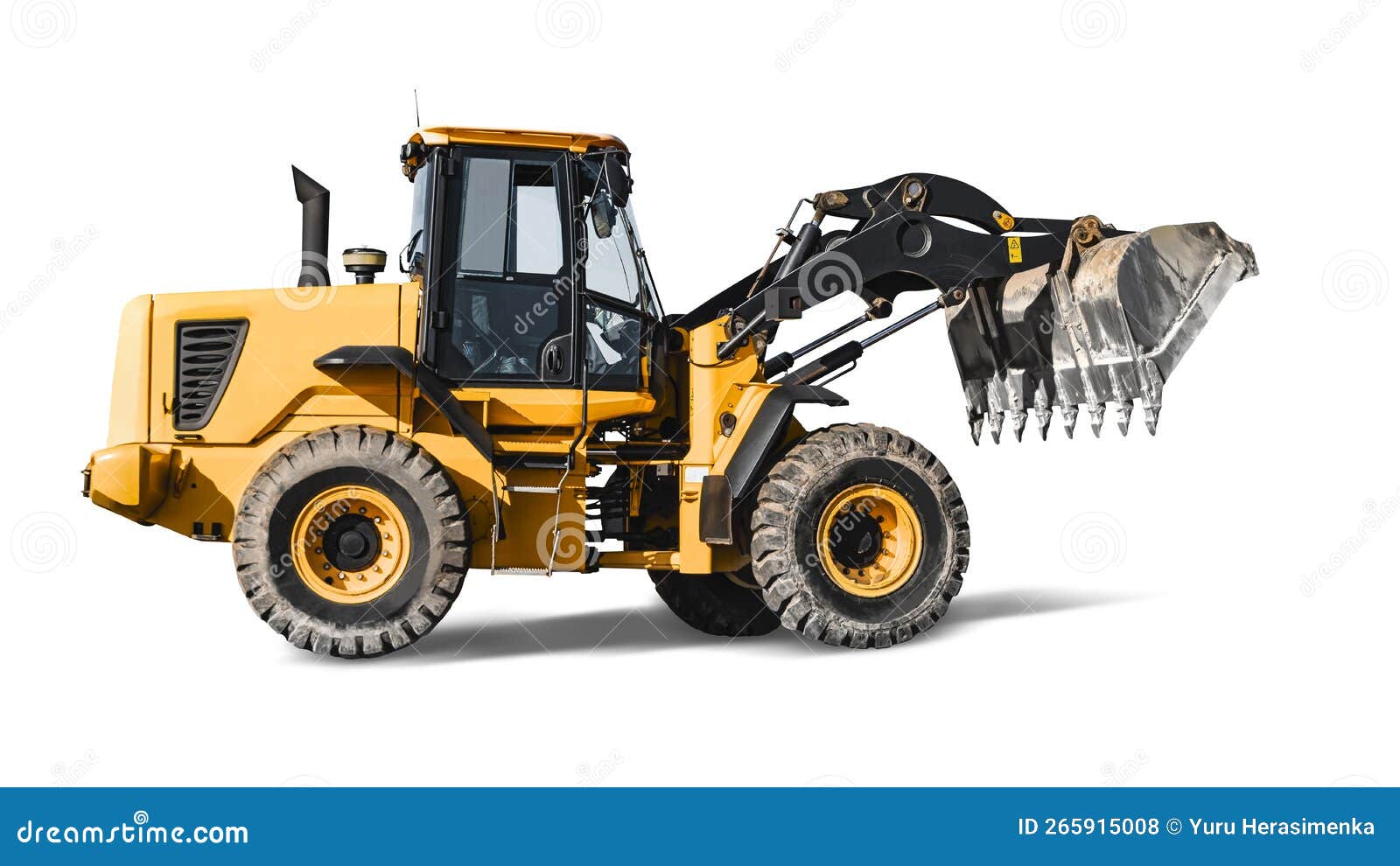 Large Wheeled Front Loader or Bulldozer on a White Isolated Background ...