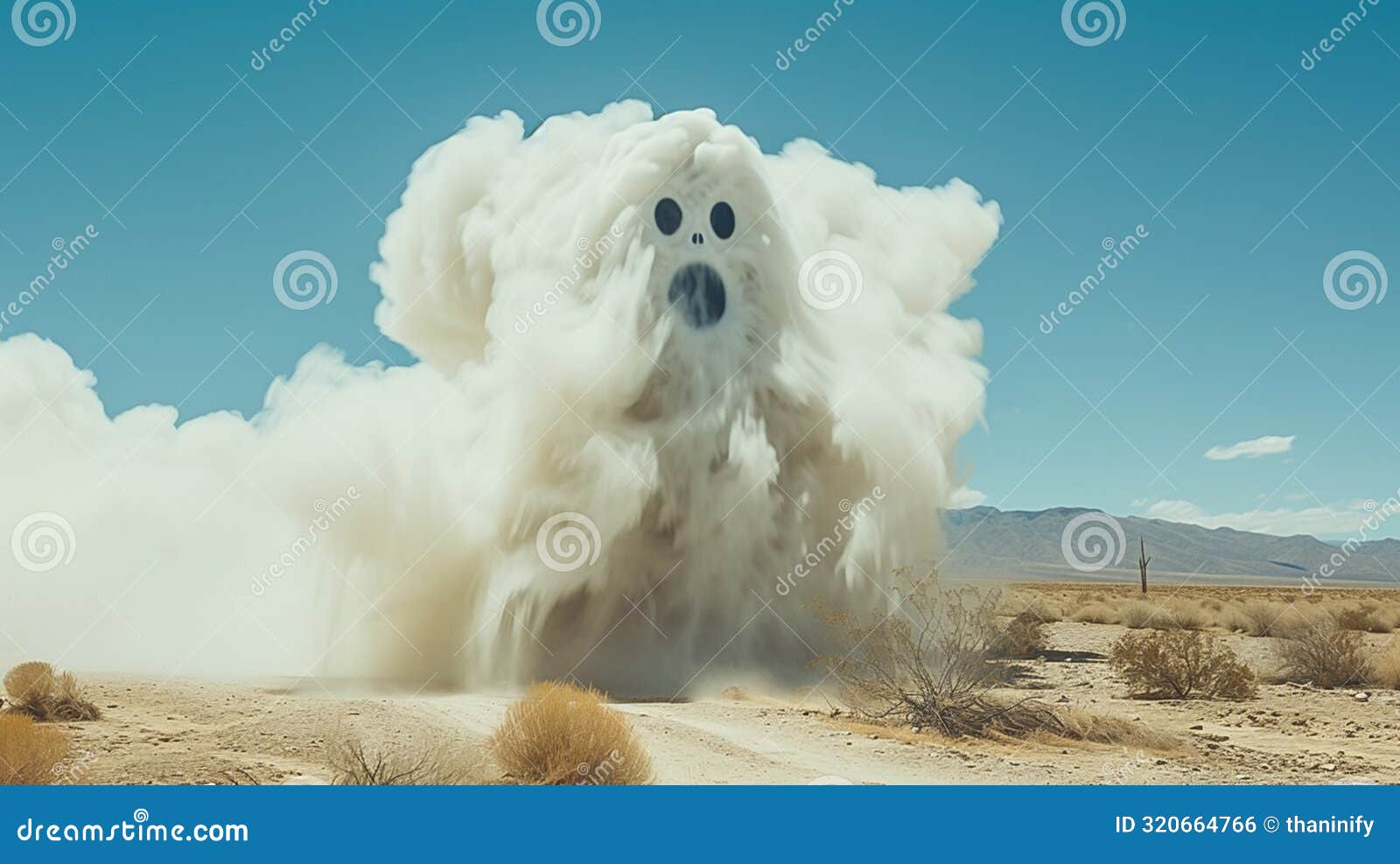 Arafed Ghost in the Middle of a Desert with a Cloud of Dust Stock ...