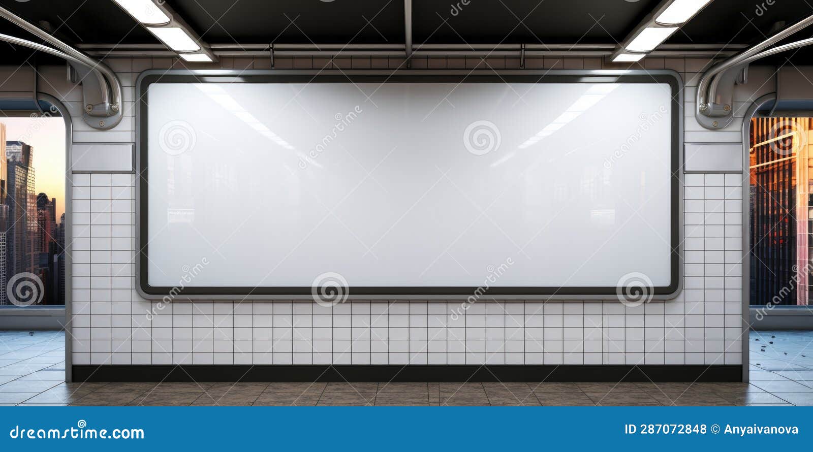 A Large White Board in a Subway Station. Stock Illustration ...