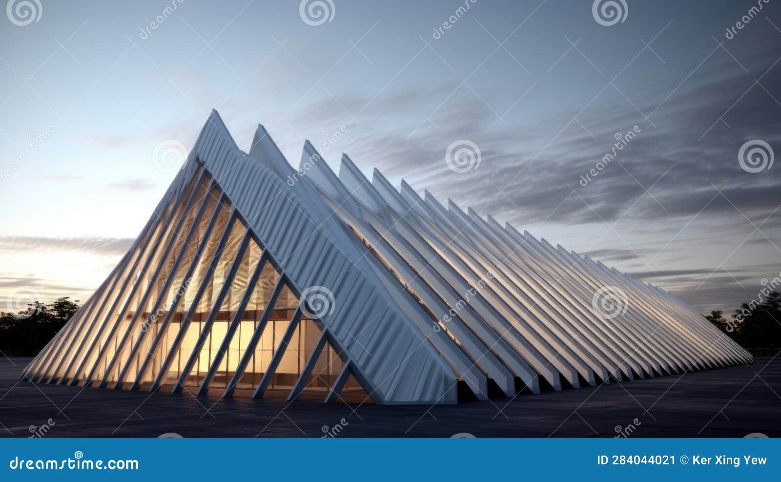 A Large White Building with a Triangular Roof Stock Illustration ...