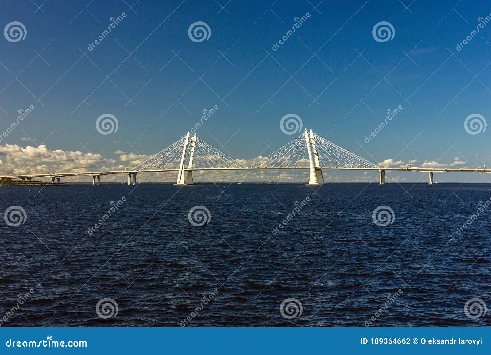 Large White Cable-stayed Bridge Across the Strait Stock Photo - Image ...