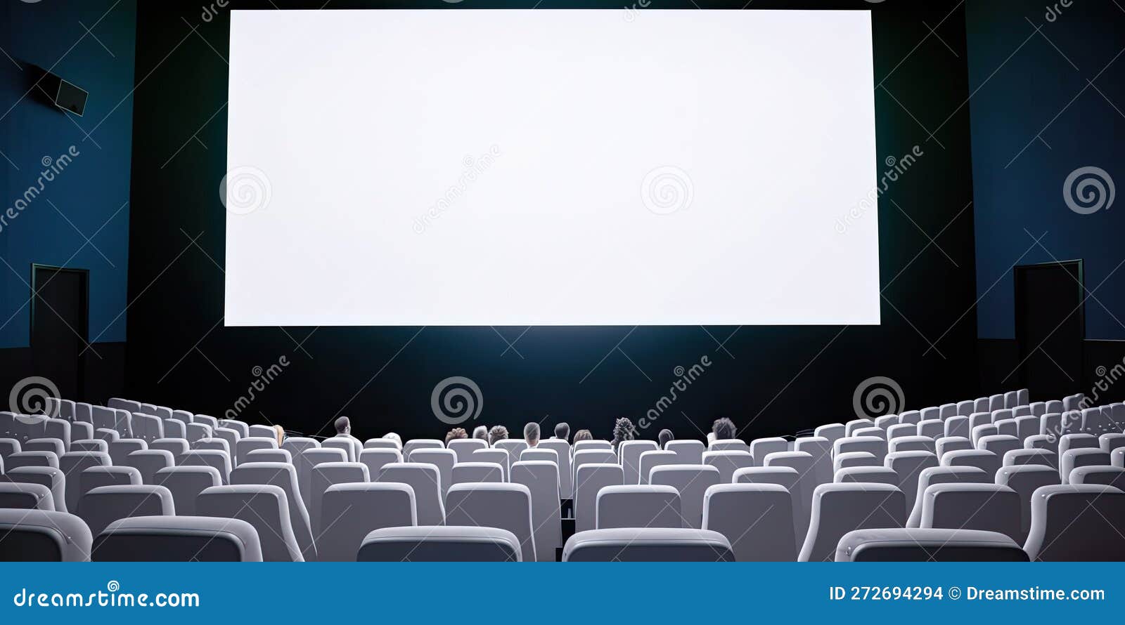 Large White Cinema Screen Against the Backdrop of Empty Seats ...