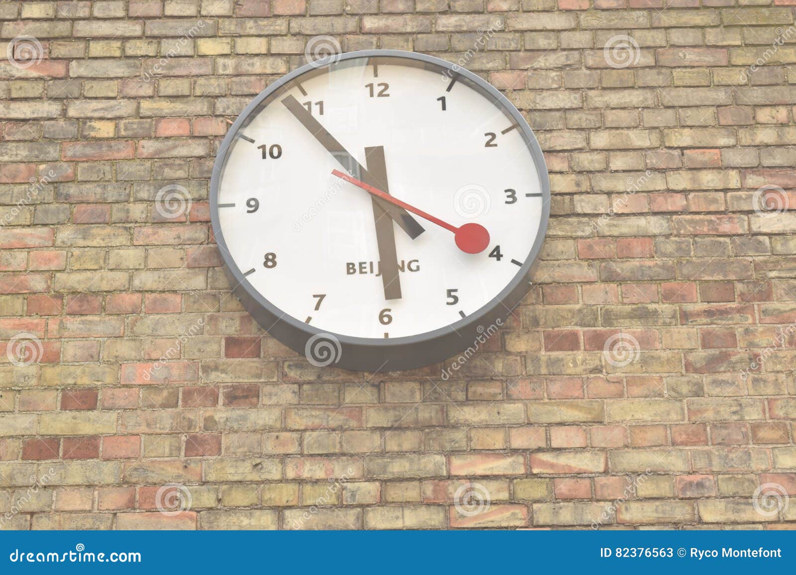 Large White Clock Showing Time in Beijing Stock Image - Image of clock ...