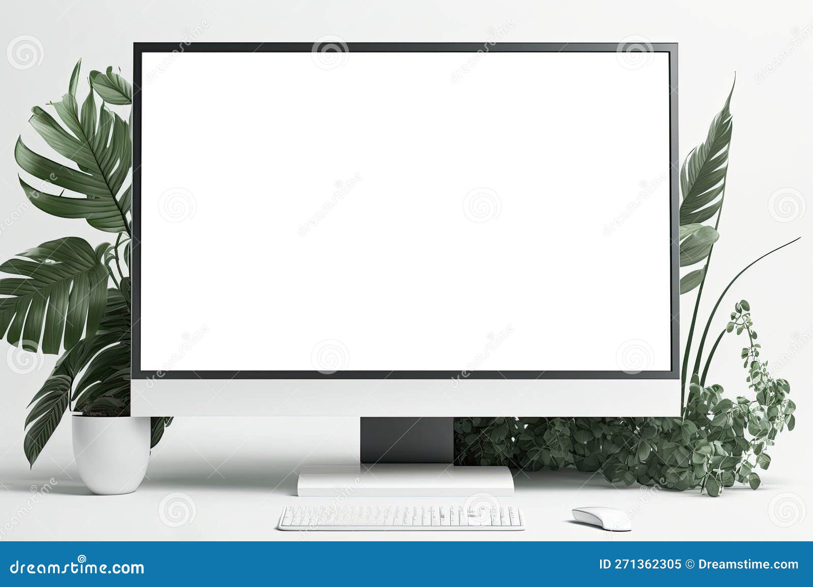 Large White Computer Screen for Design on the Table. Generative Ai ...