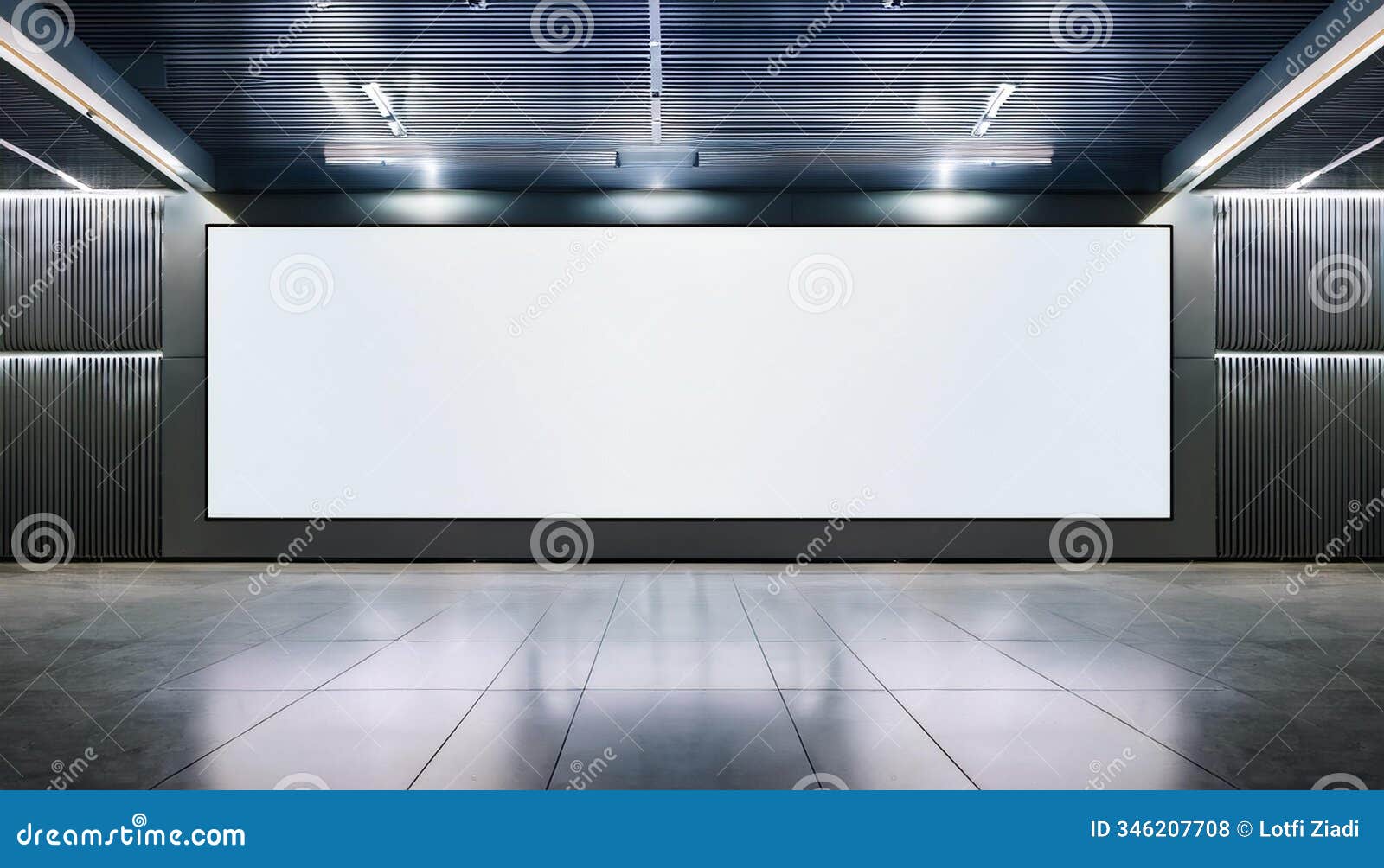 Large White Digital Screen Wall in Modern Exhibition Space. 3D ...