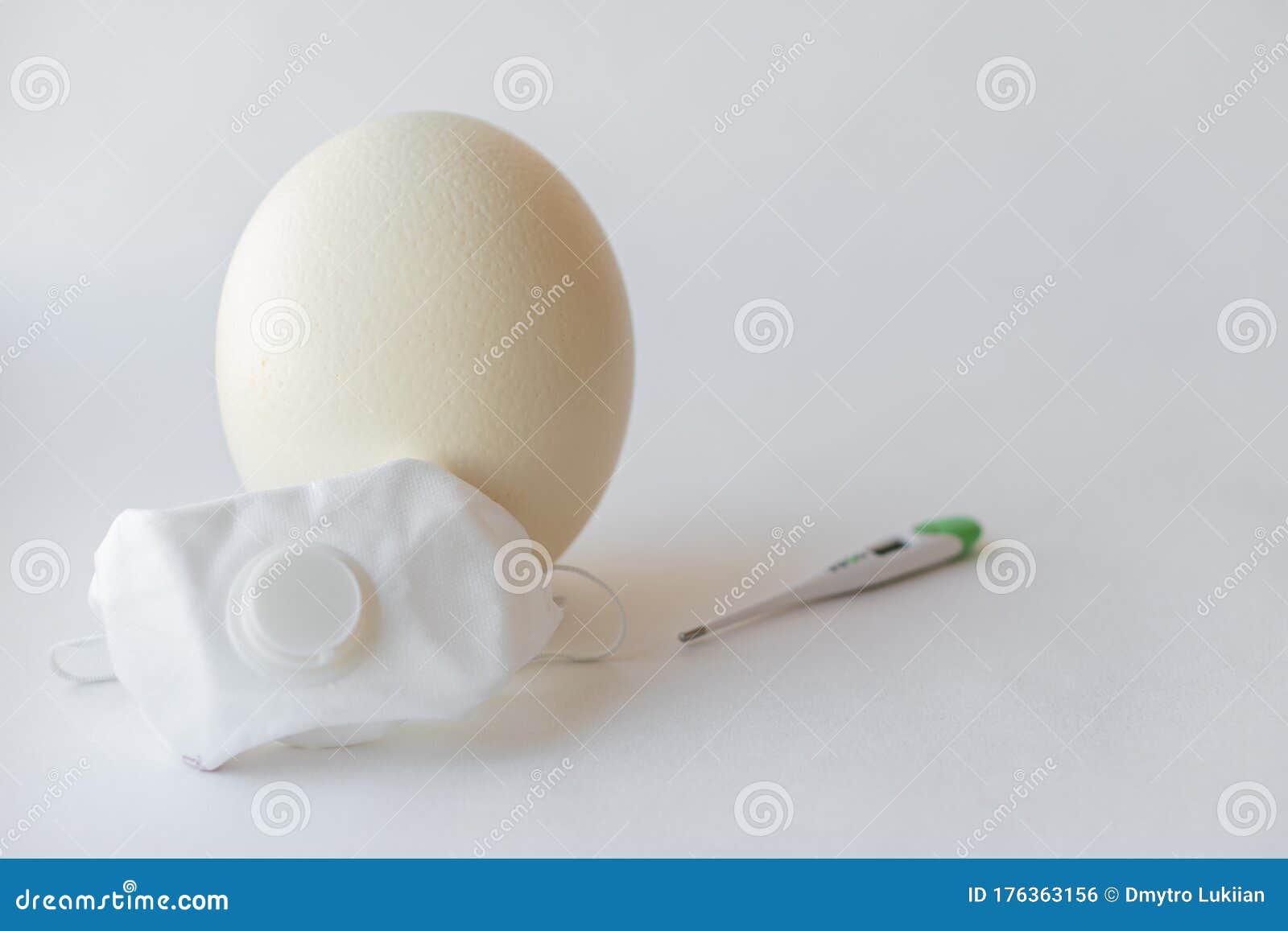 Large White Easter Ostrich Egg in a Respirator and a Thermometer. Egg ...