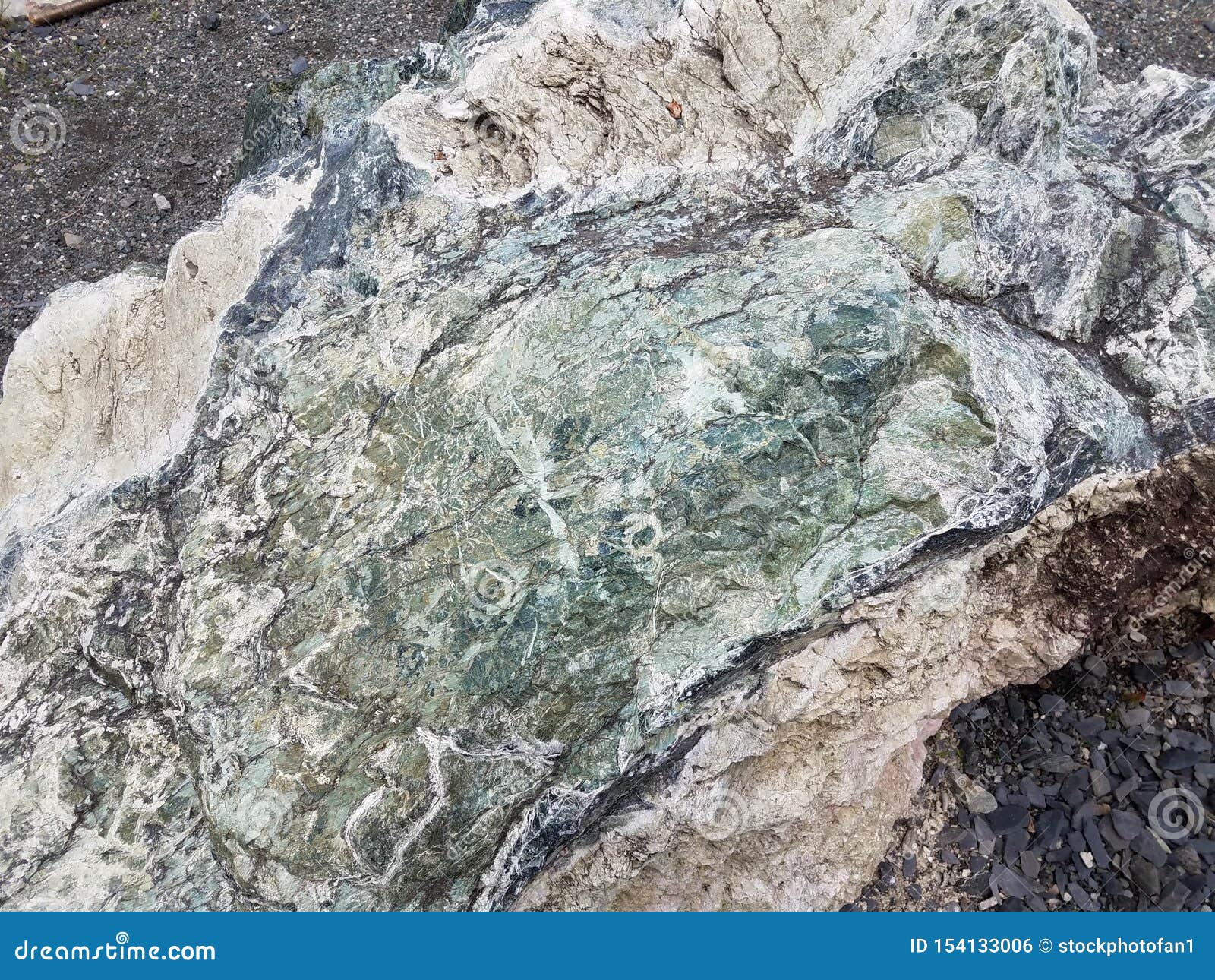 Large White and Green Stone or Boulder and Gravel Stock Photo - Image ...