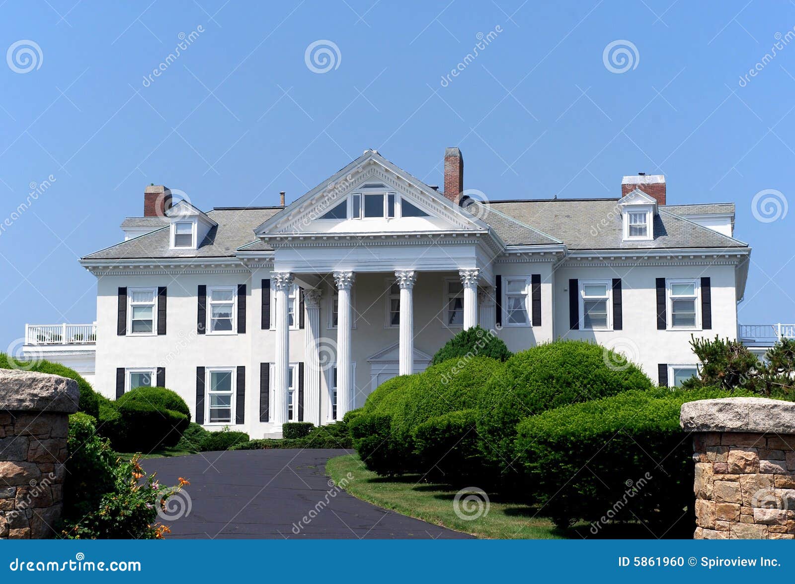 Large White House with Columns Stock Photo - Image of home, column: 5861960
