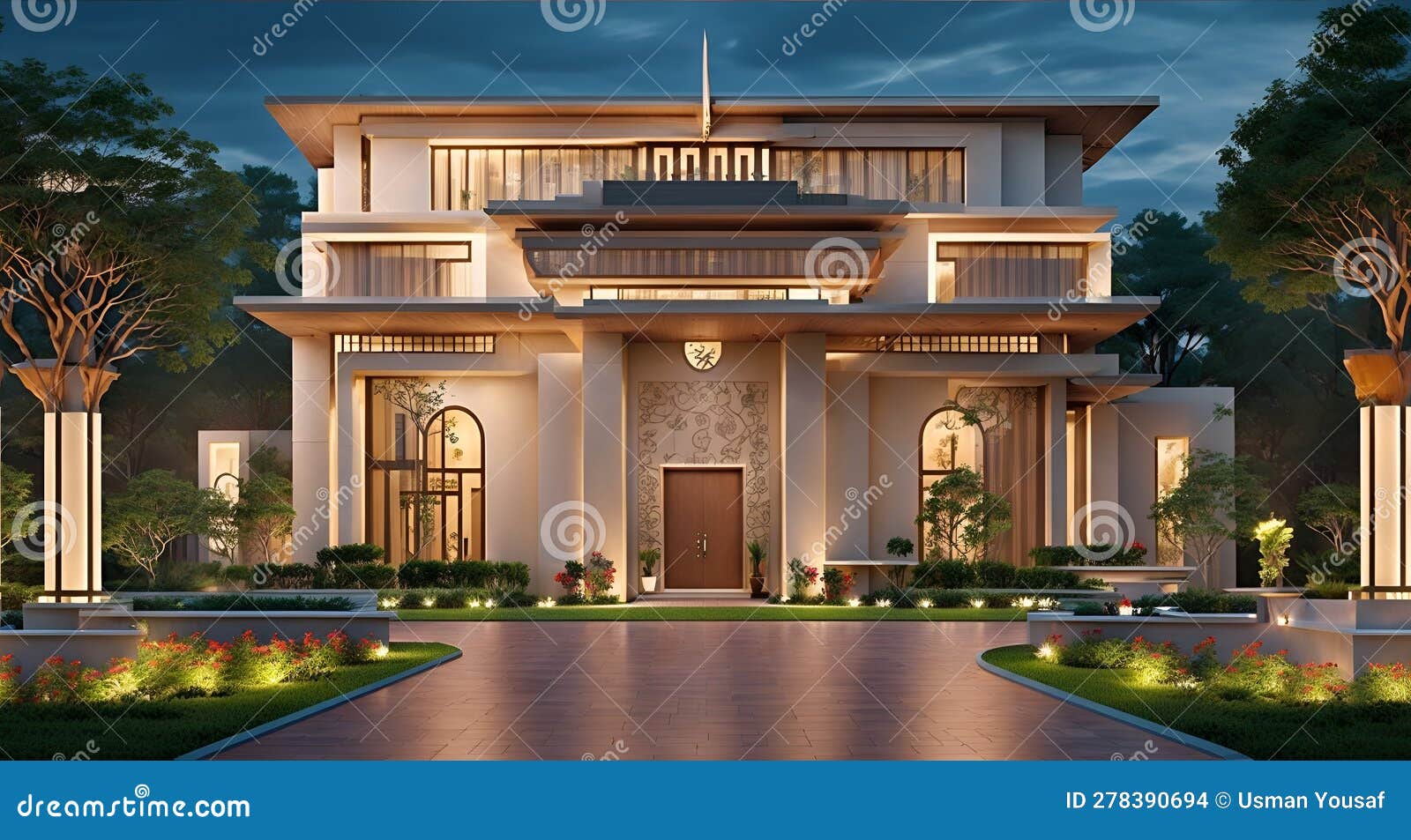 A Modern White Villa with Many Windows and a Spacious Design Created ...