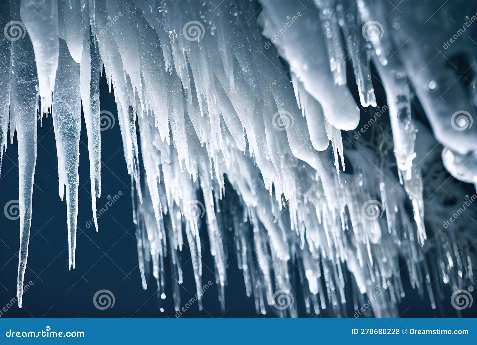 Large White Icicles on House on Dark Background. Stock Illustration ...