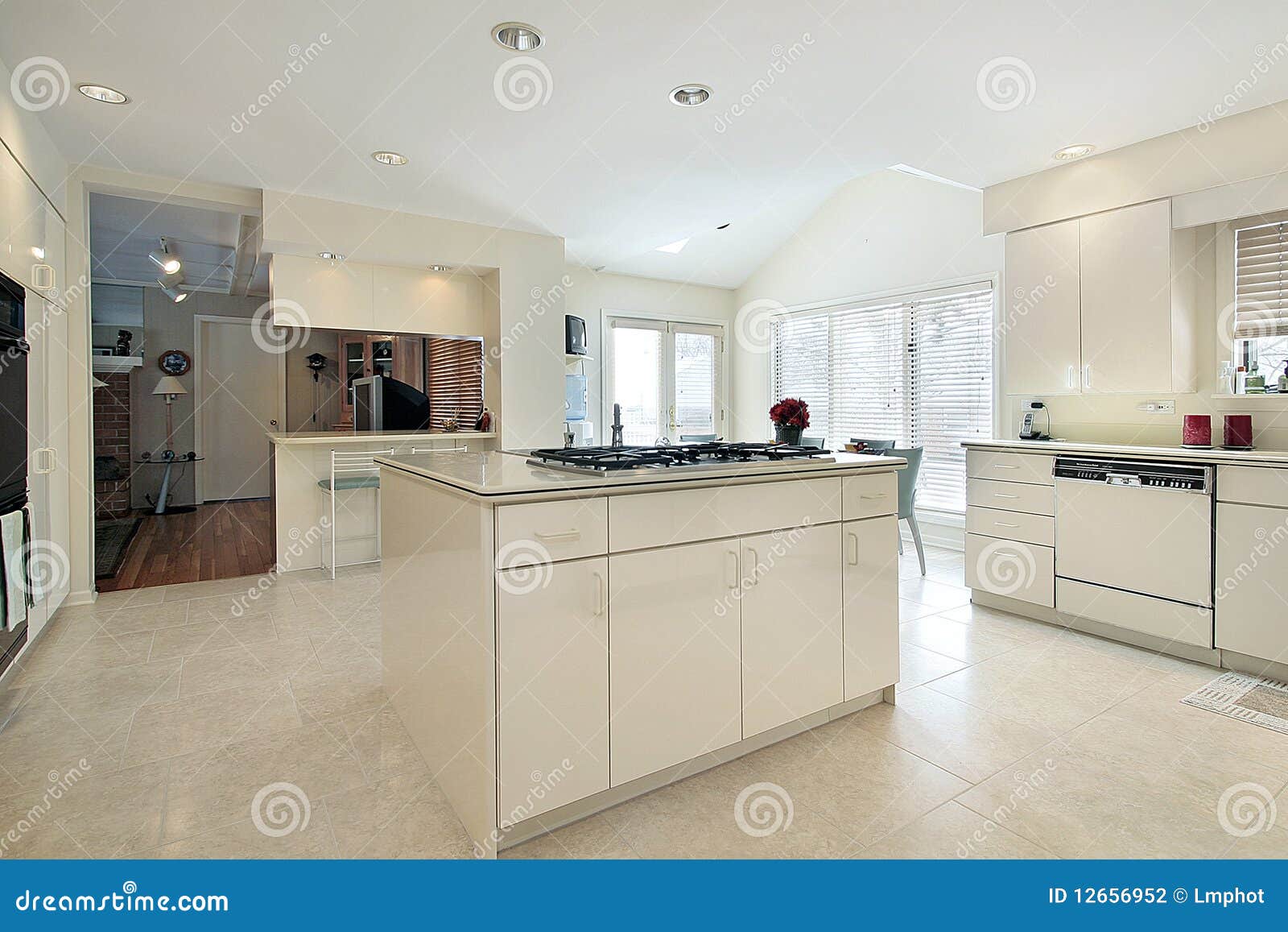 Large white kitchen stock photo. Image of interior, supper - 12656952