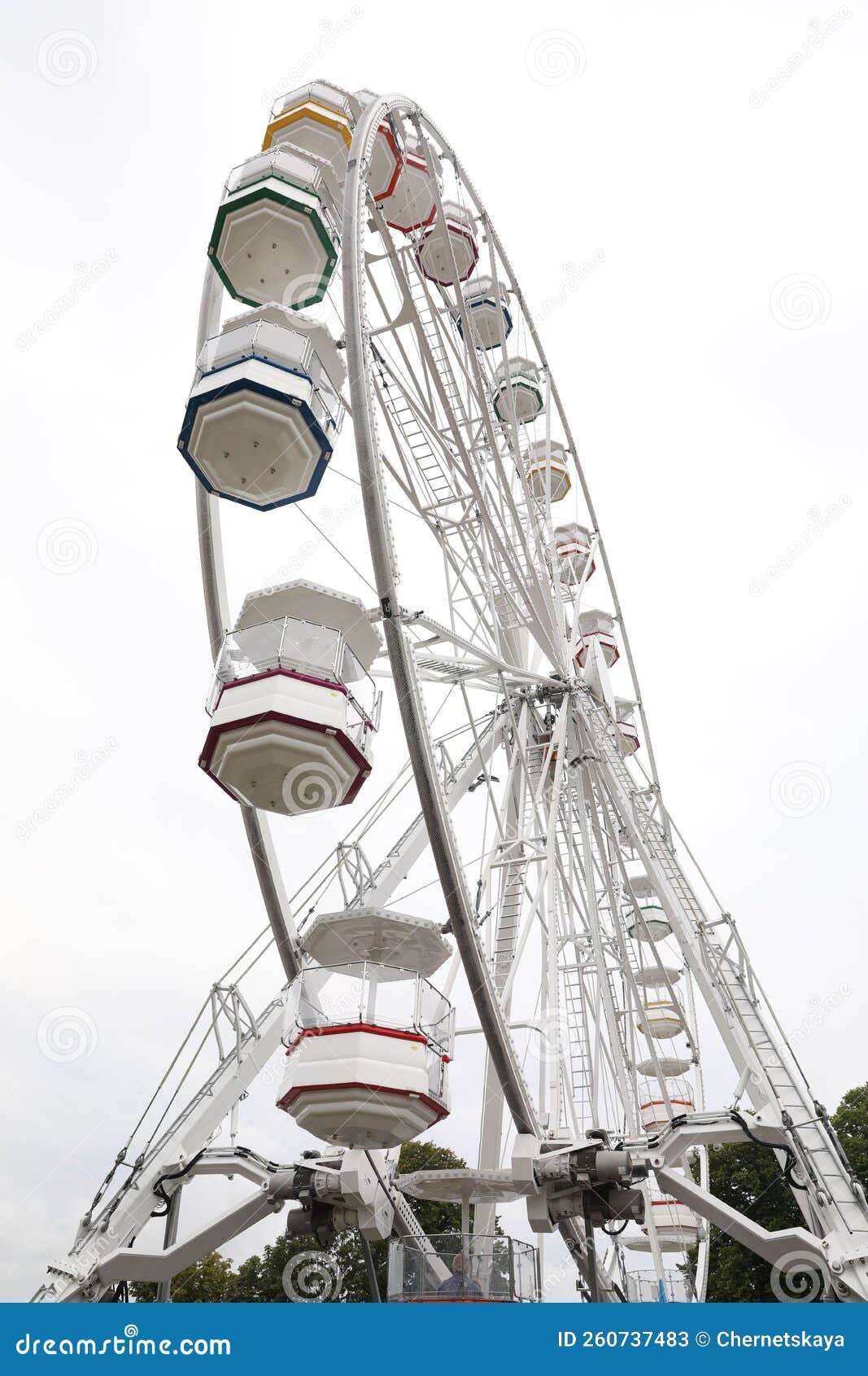 Large White Observation Wheel Against Sky, Low Angle View Stock Image ...