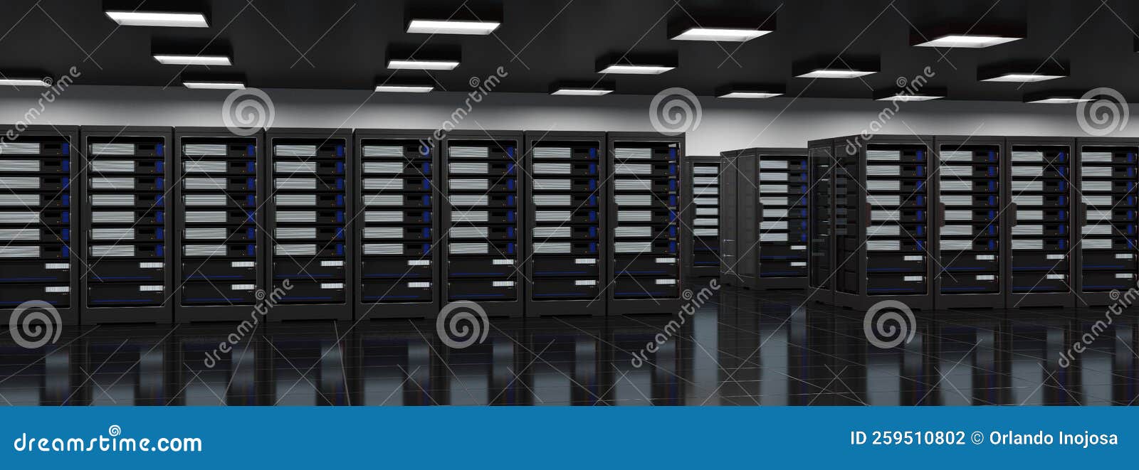 3D Server Room or Server Computers Stock Photo - Image of server ...