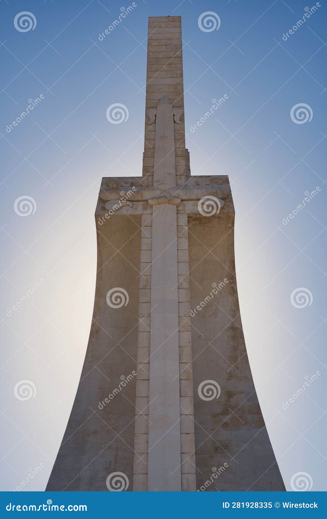 The Large White Stone Cross is in the Sun Lit Sky Stock Image - Image ...