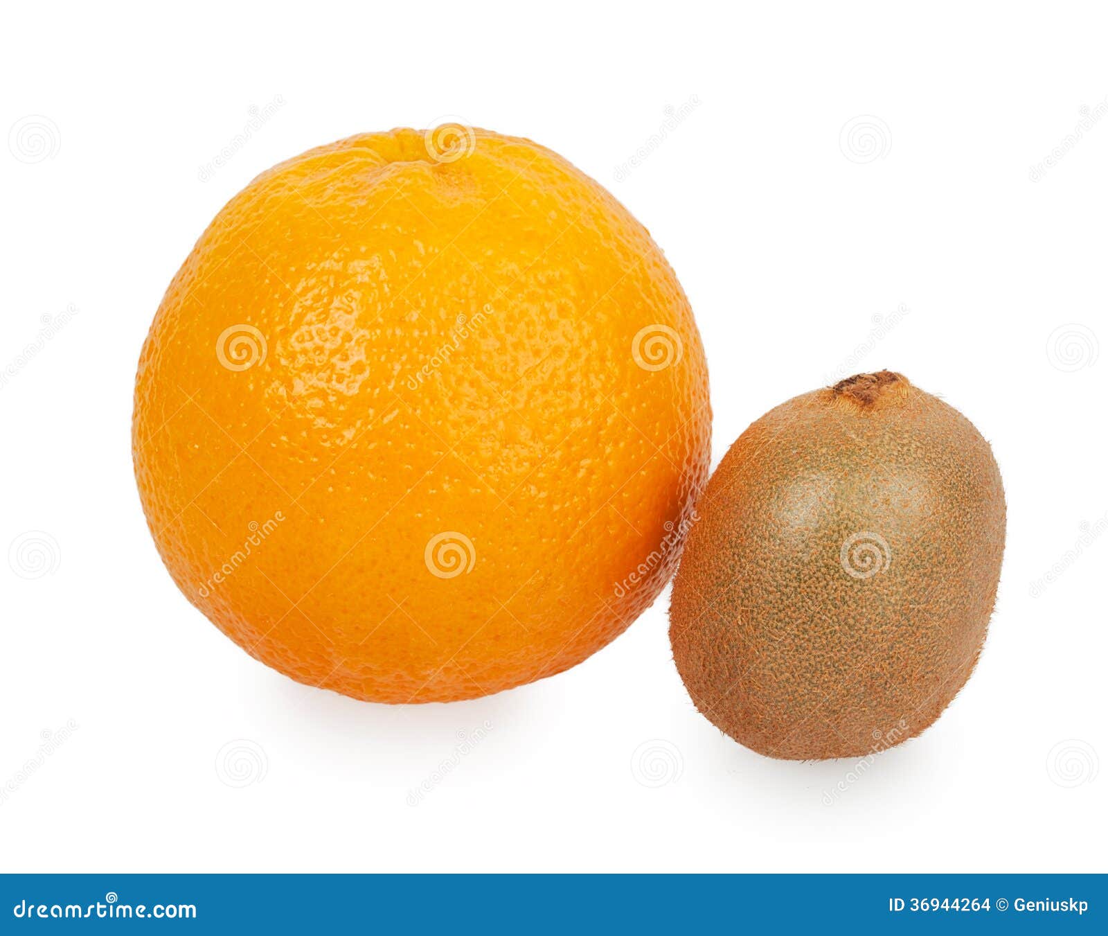 Large Whole Orange and Small Kiwi Stock Photo - Image of large ...