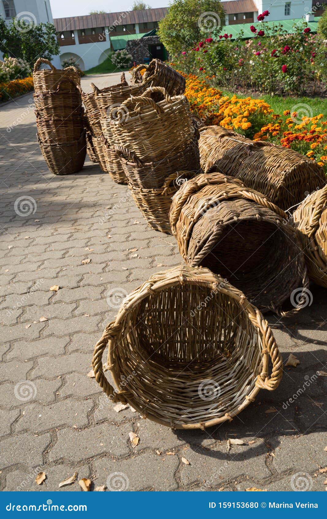 Large Wicker Baskets from Rods Stock Photo - Image of design, closeup ...