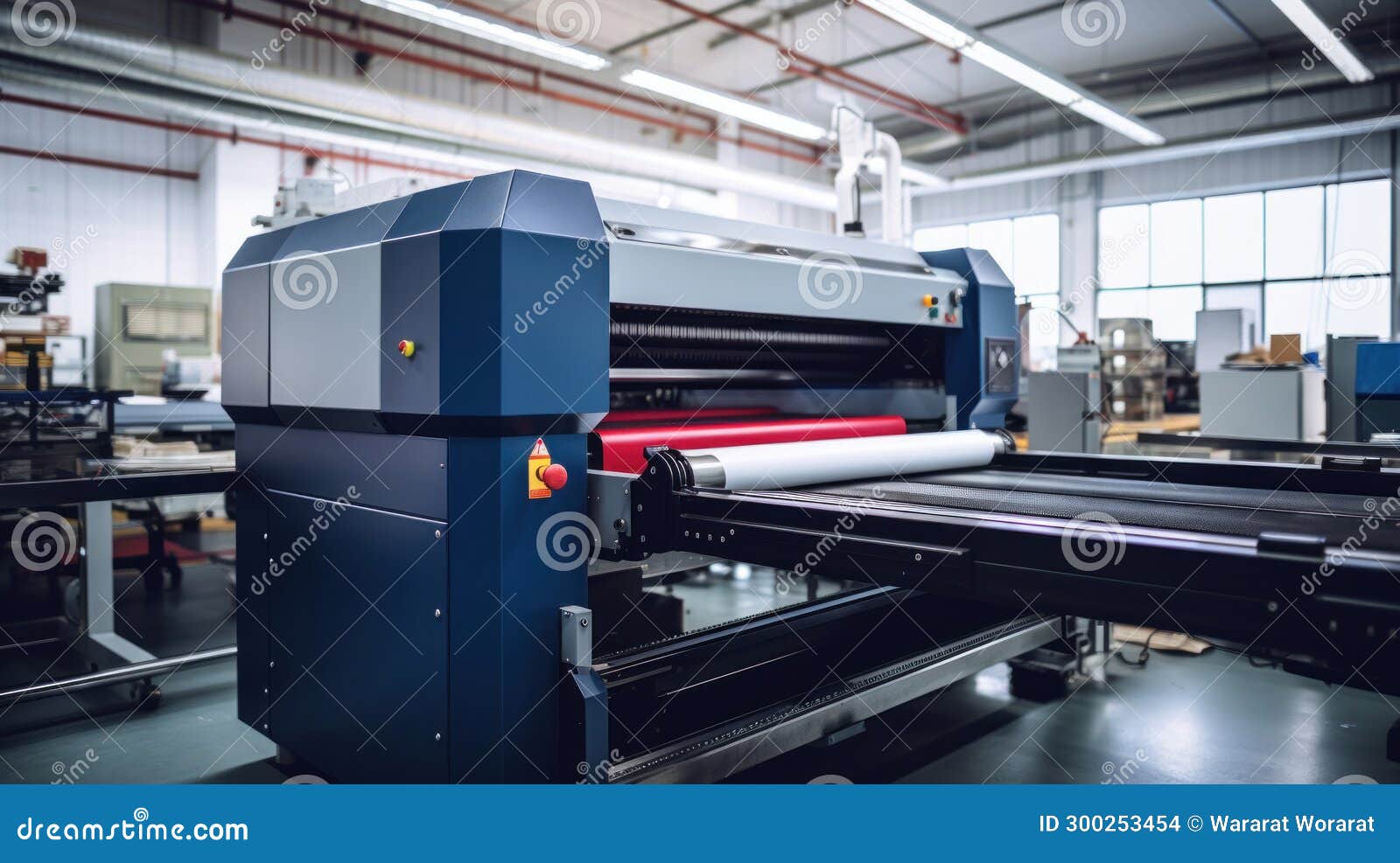 A Large Wide Digital Printer Machine during Production in Background of ...