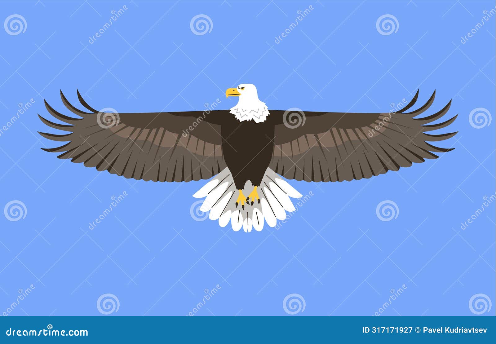 Large Wild Flying Eagle with Outstretched Wings Flat Style Stock ...