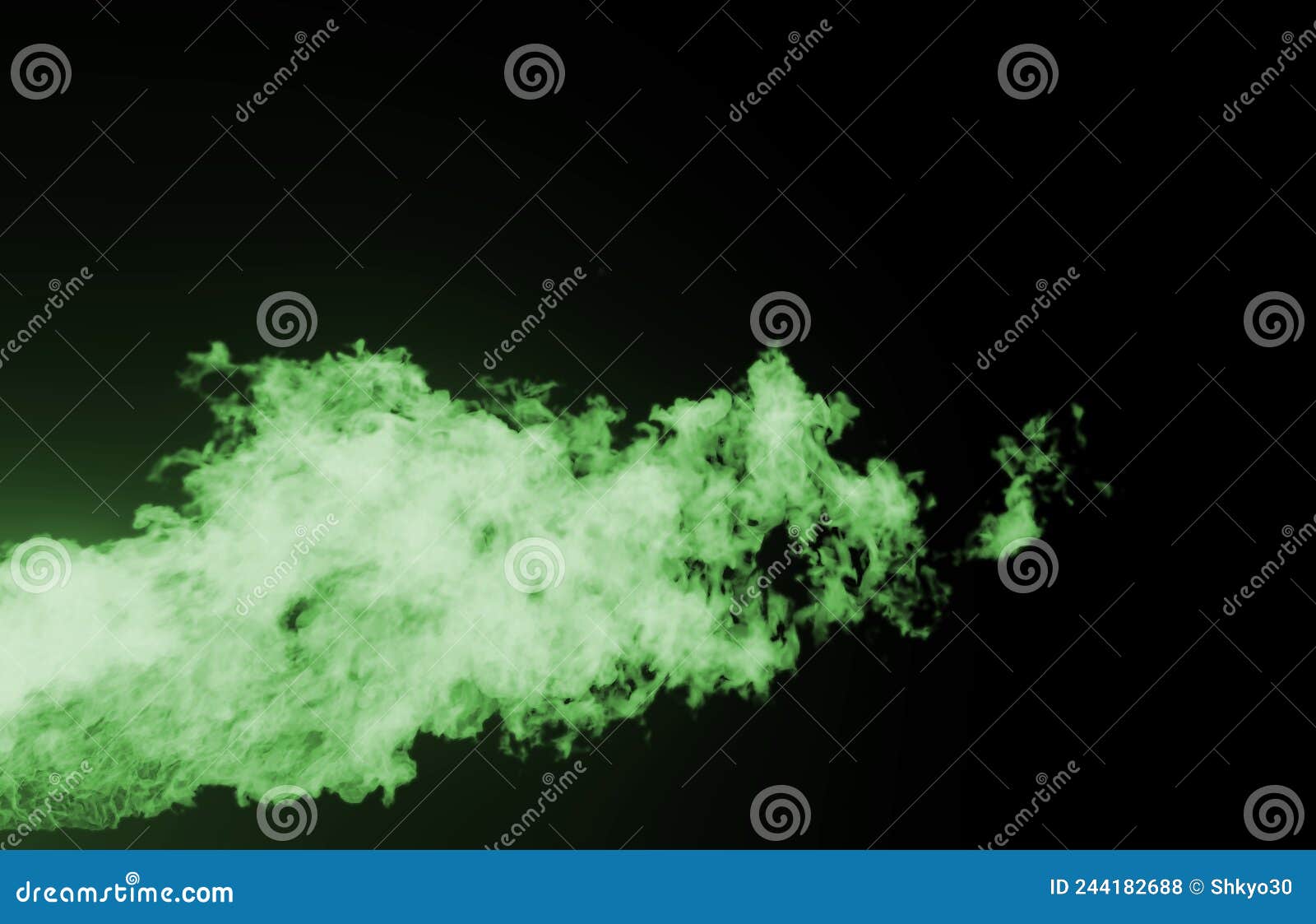 Large Wild Green Fire Line with a Light Greenish Glow on Black Stock ...