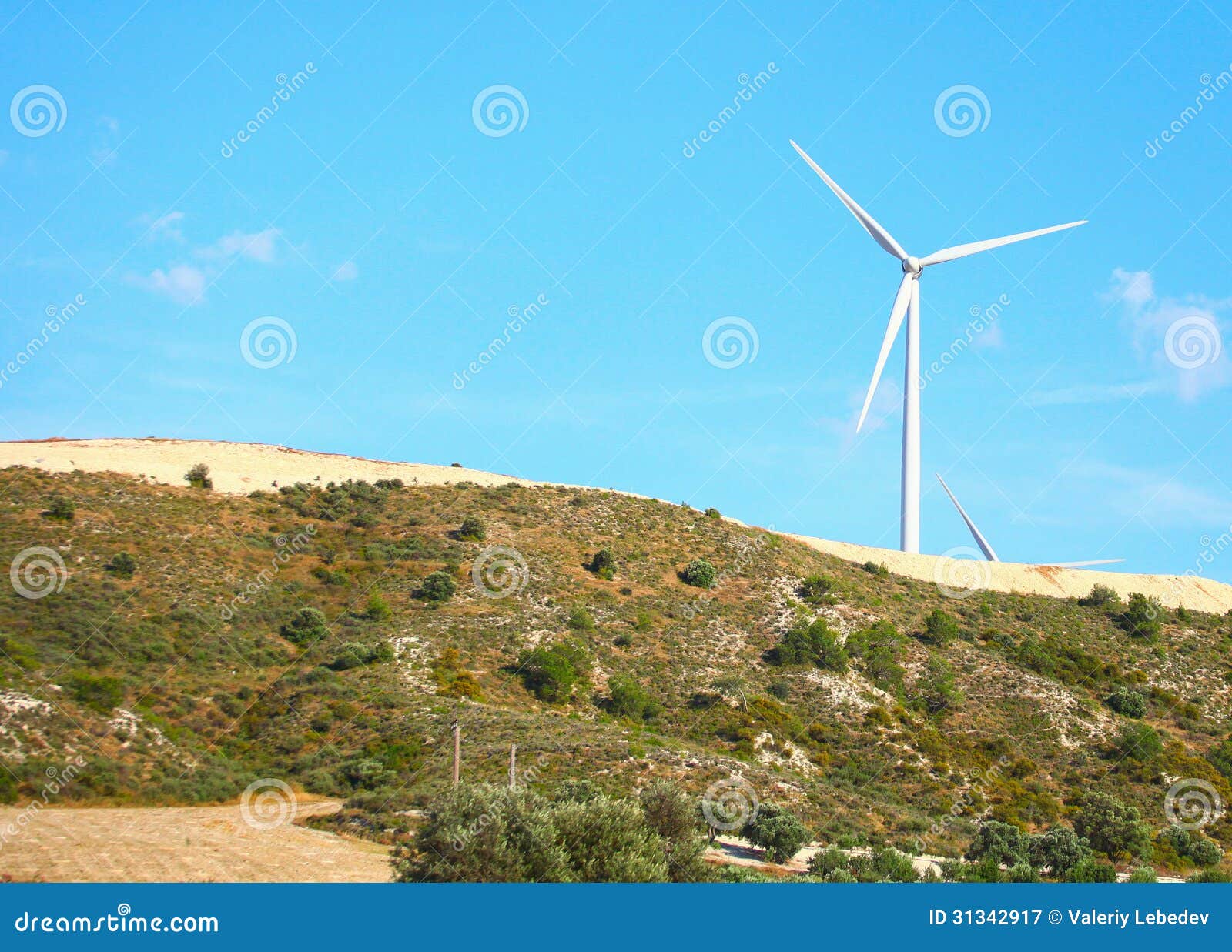 Large Windmill on the Hill Sunny Day Stock Image - Image of innovation ...