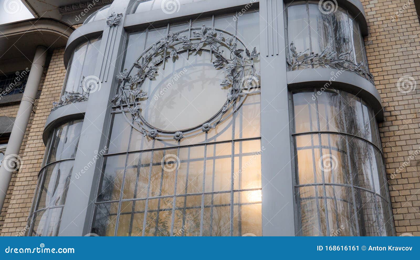Window with Beautiful Round Ornament Made of Metal Stock Image - Image ...