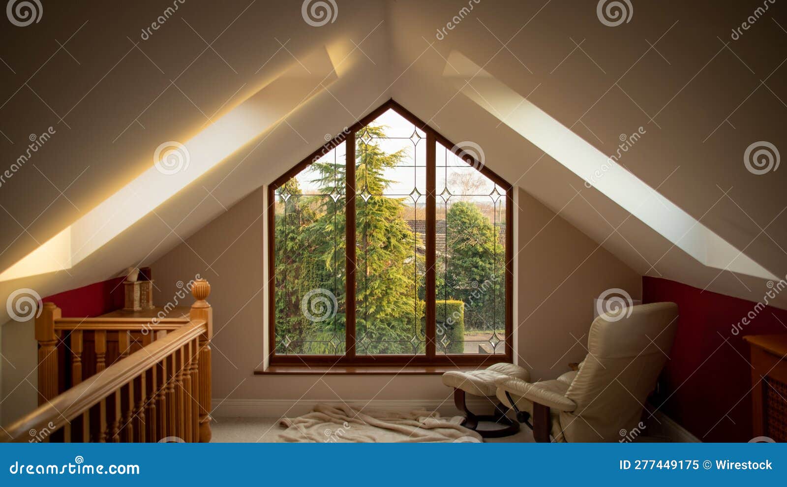 Large Window Embedded in a Curved Wall of an Expansive Area Stock Image ...