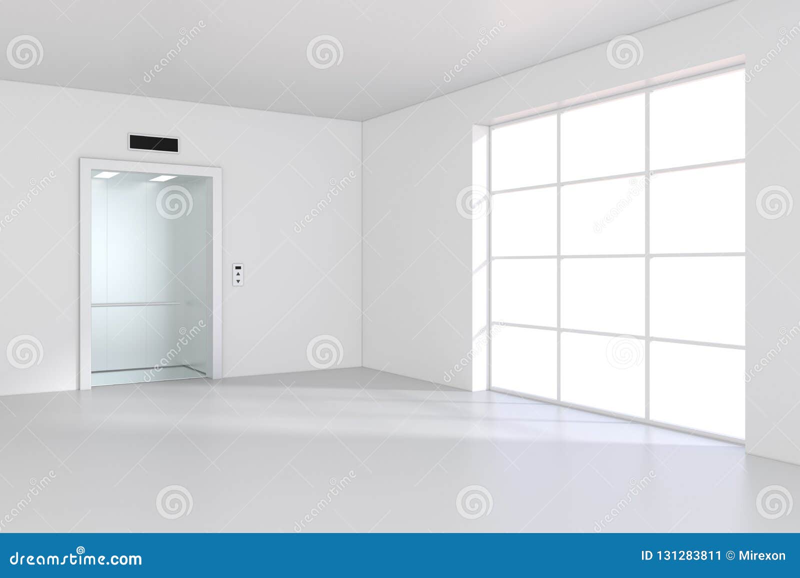 Large Window with Light on Floor Near of Empty Elevator Cabin Stock ...