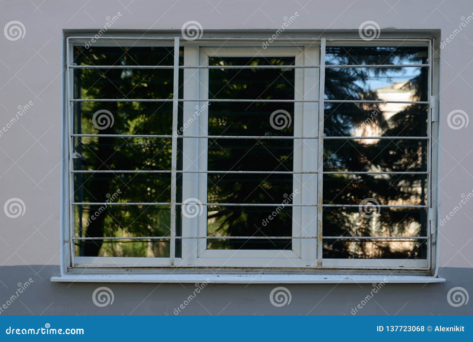 Large Window with Metal Bars Stock Photo - Image of apartment, grunge ...