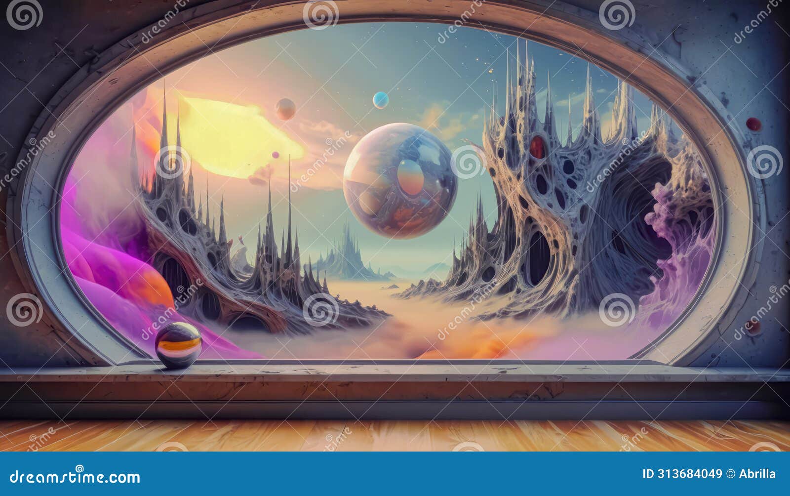 A Large Window into a Mysterious Fantasy World Stock Image - Image of ...