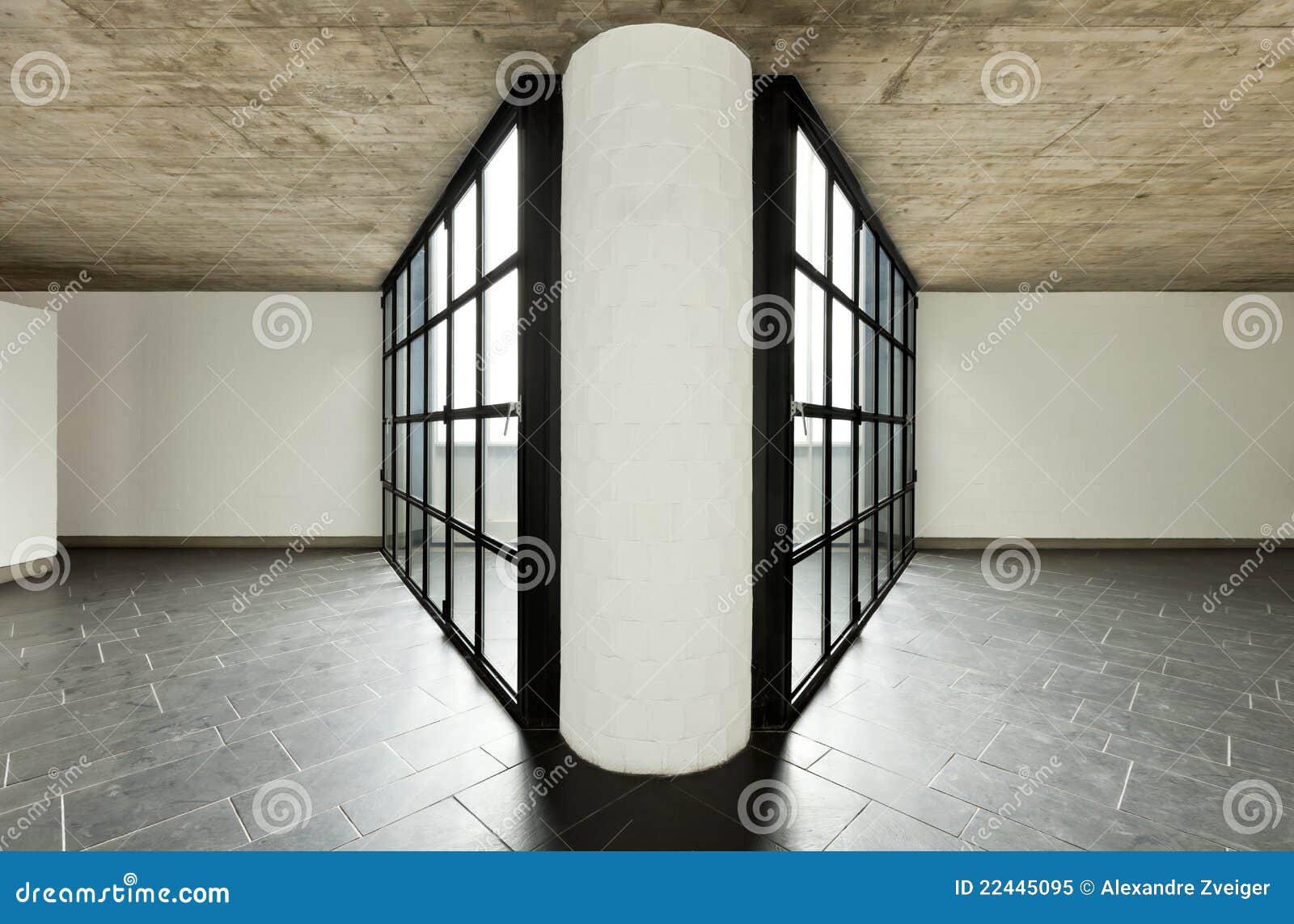 Large Window in Perspective with Center Column Stock Image - Image of ...