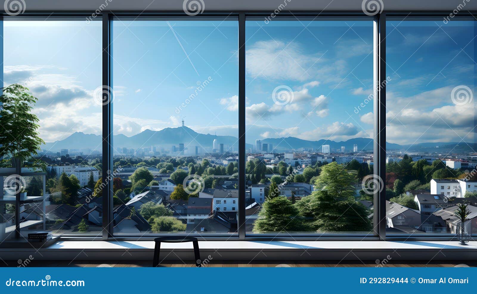 A Large Window with a View of a City Window View from Metal Window ...
