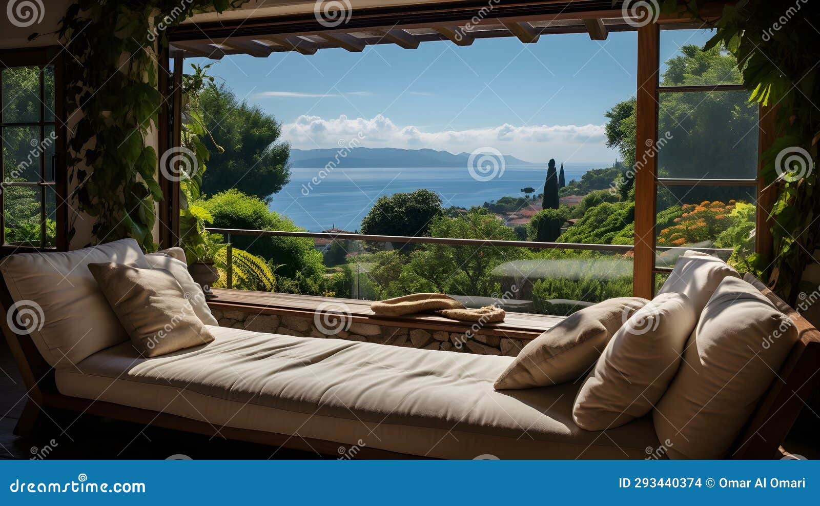 A Large Window with a View of the Ocean.Window View from Villa Window ...