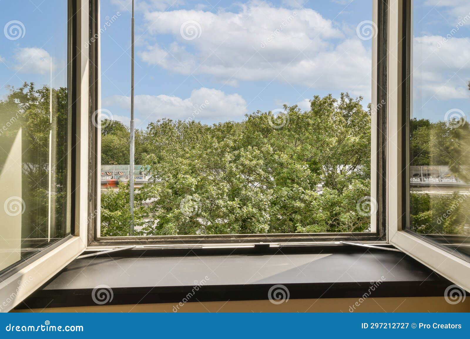 A Large Window with a View of a Tree Stock Image - Image of equipment ...