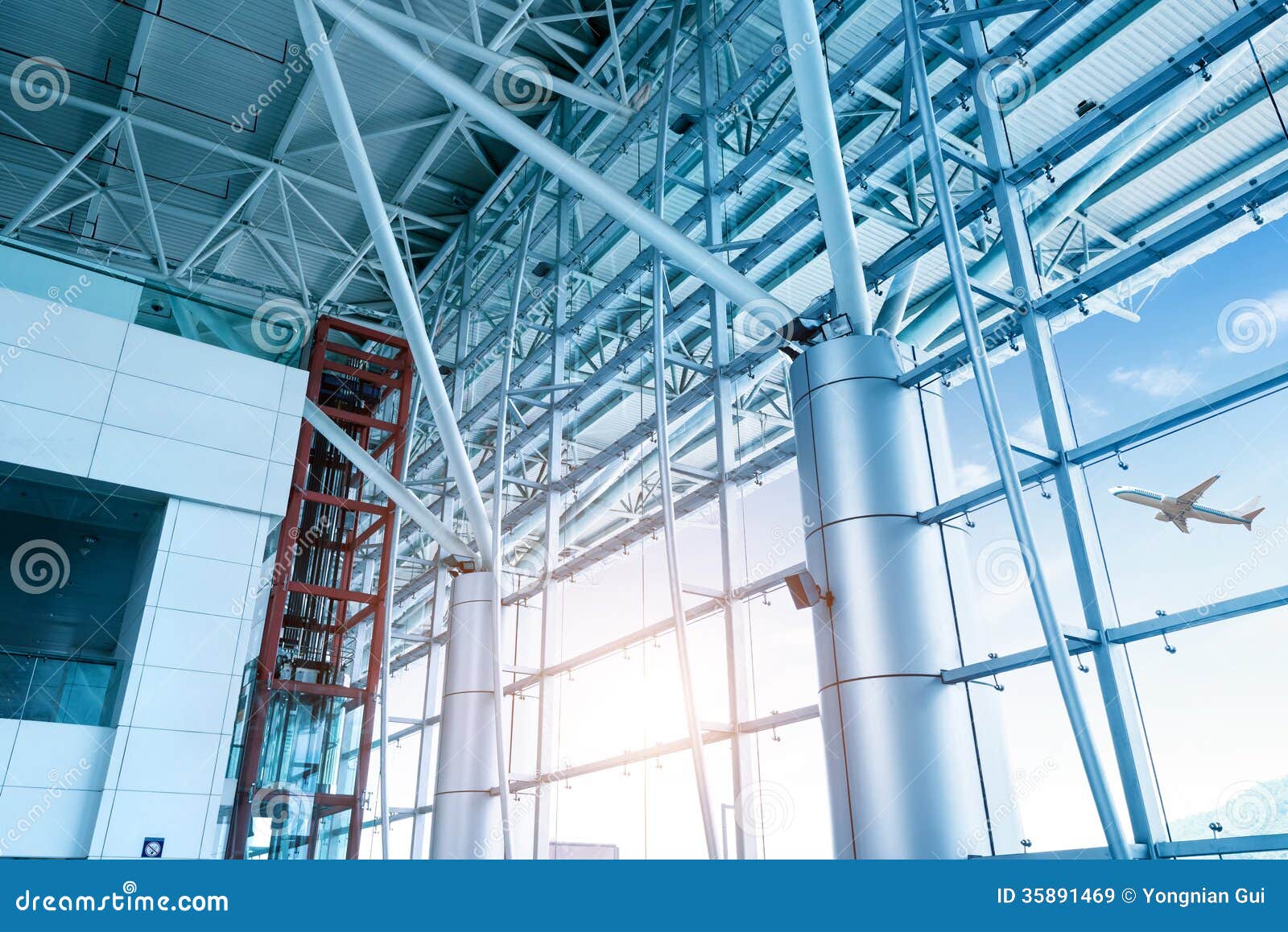 Large Windows in the Airport Terminal Stock Image - Image of concept ...