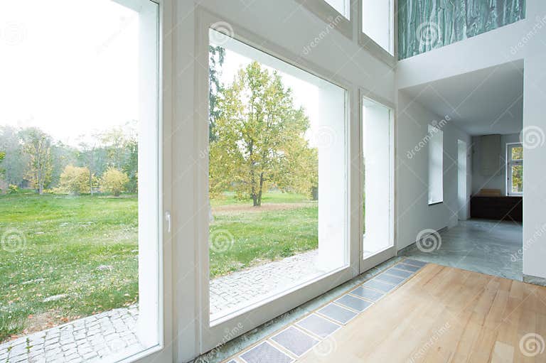Large Windows in Modern House Stock Image - Image of contemporary ...